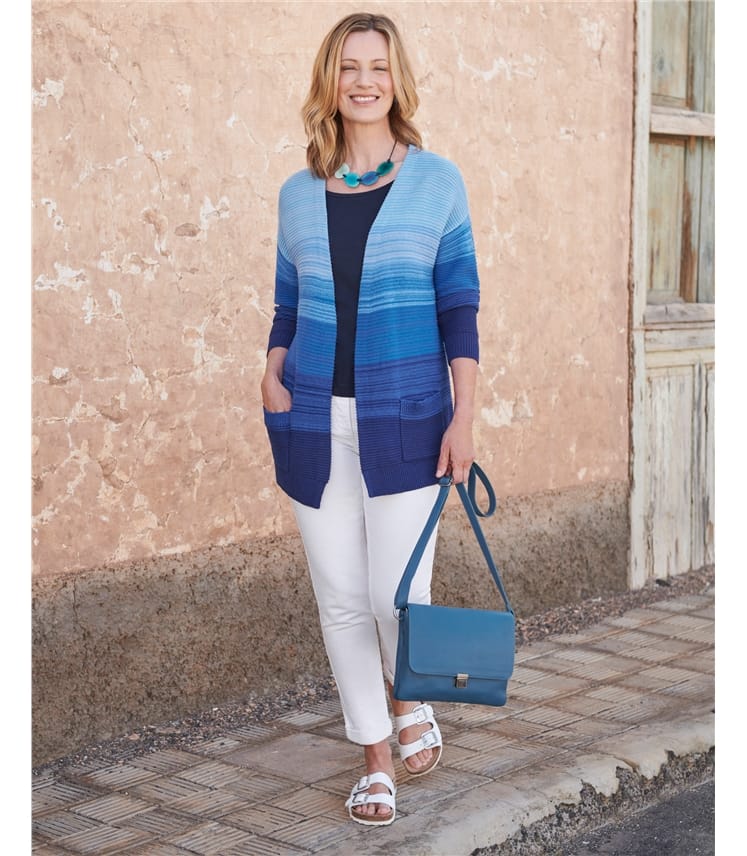 Blue | Textured Ombre Colour Cardigan | WoolOvers UK