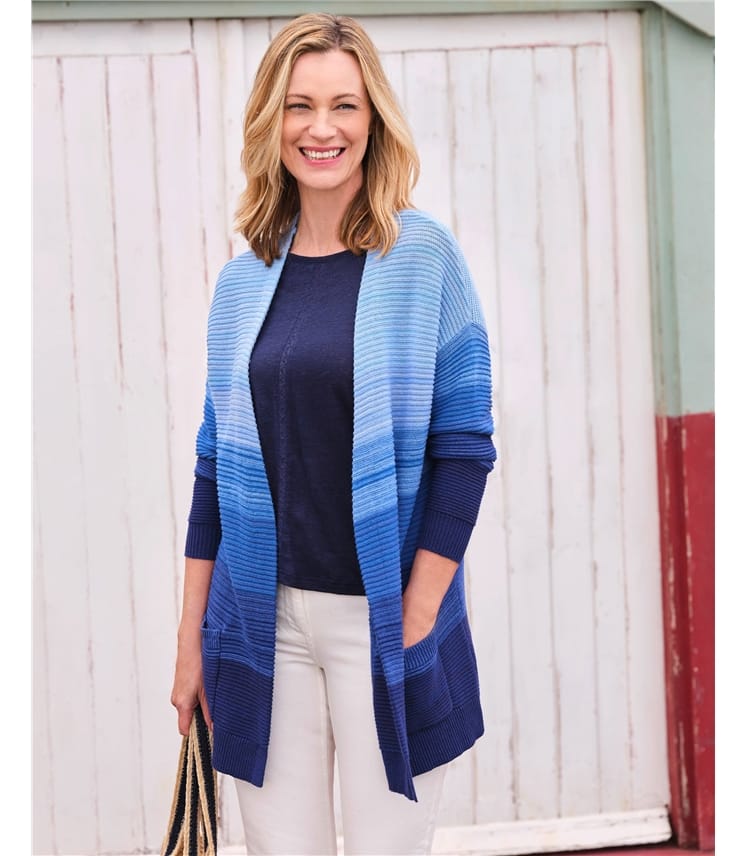 Blue | Textured Ombre Colour Cardigan | WoolOvers AU