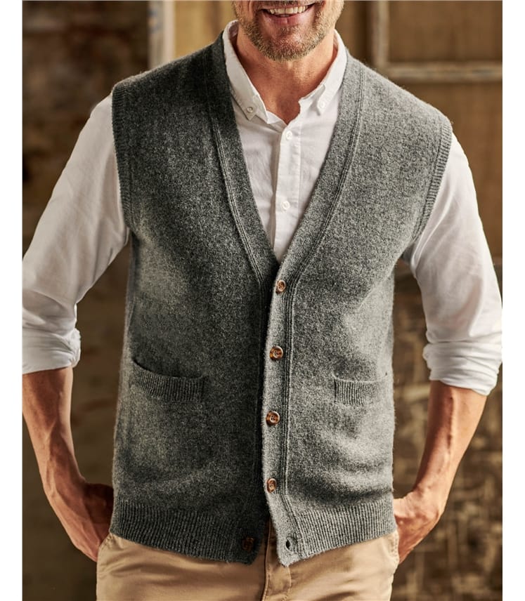 Charcoal | Lambswool Knitted Waistcoat | WoolOvers UK