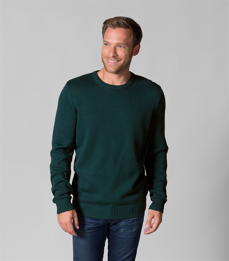Sage Green Mens 100 Cotton Crew Neck Jumper WoolOvers UK