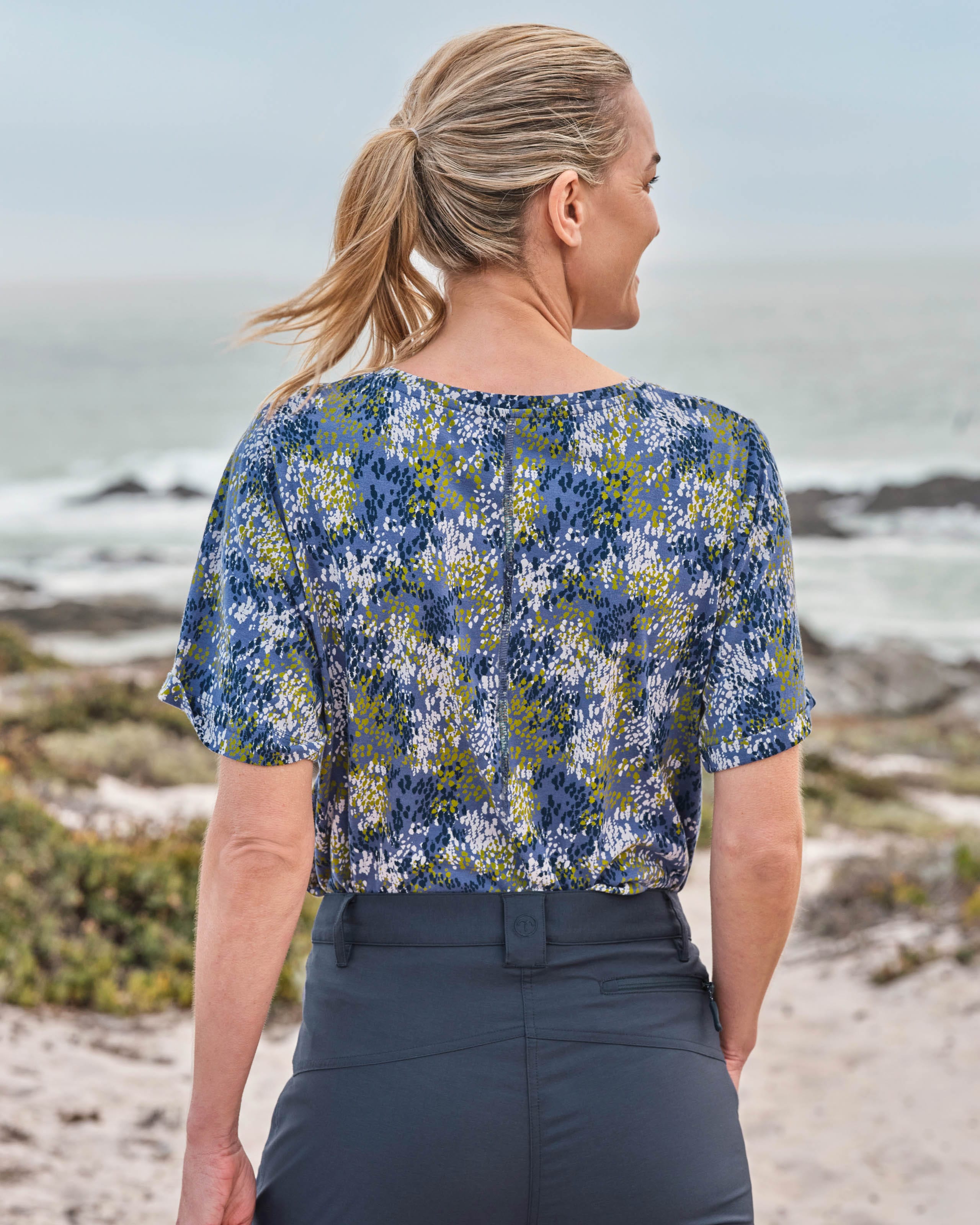 Smudge Print | Scoop Neck Tee | WoolOvers UK