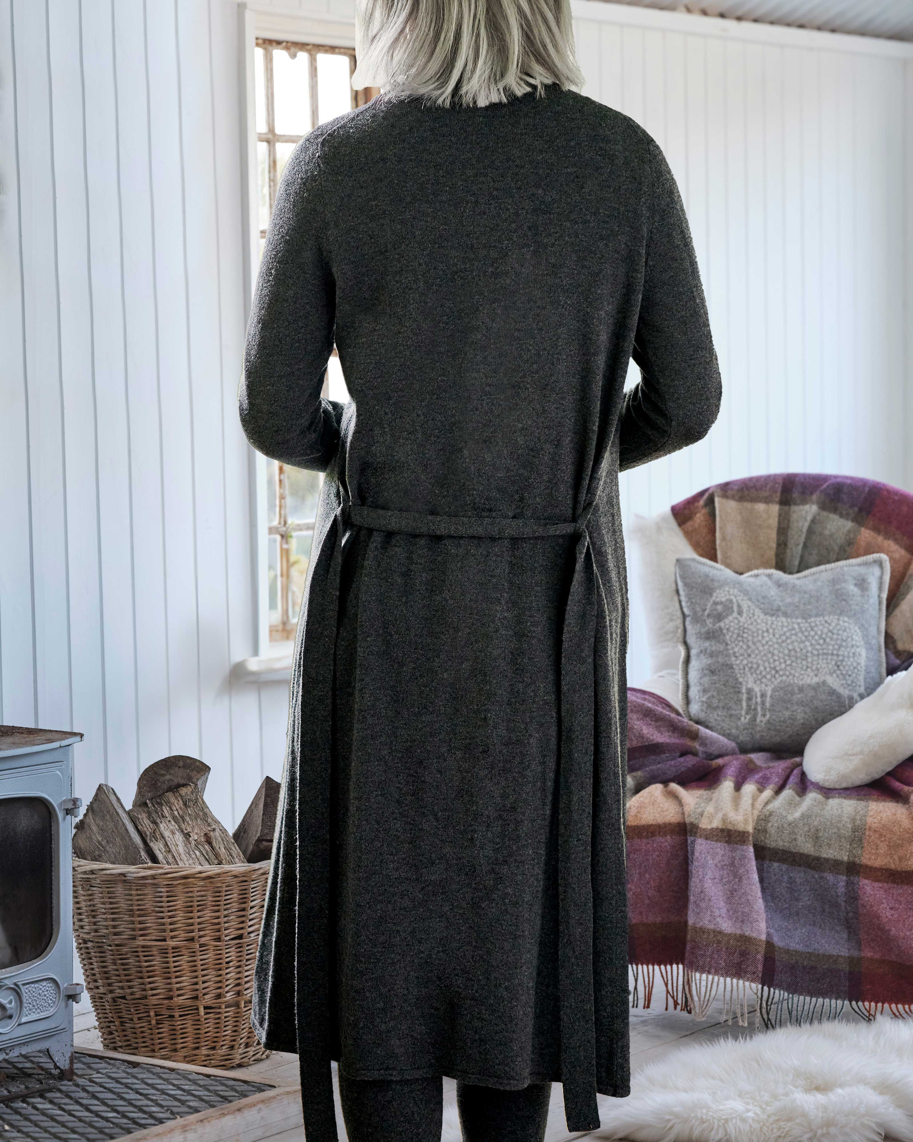 Dark Charcoal | Cashmere & Merino Luxe Dressing Gown | WoolOvers UK