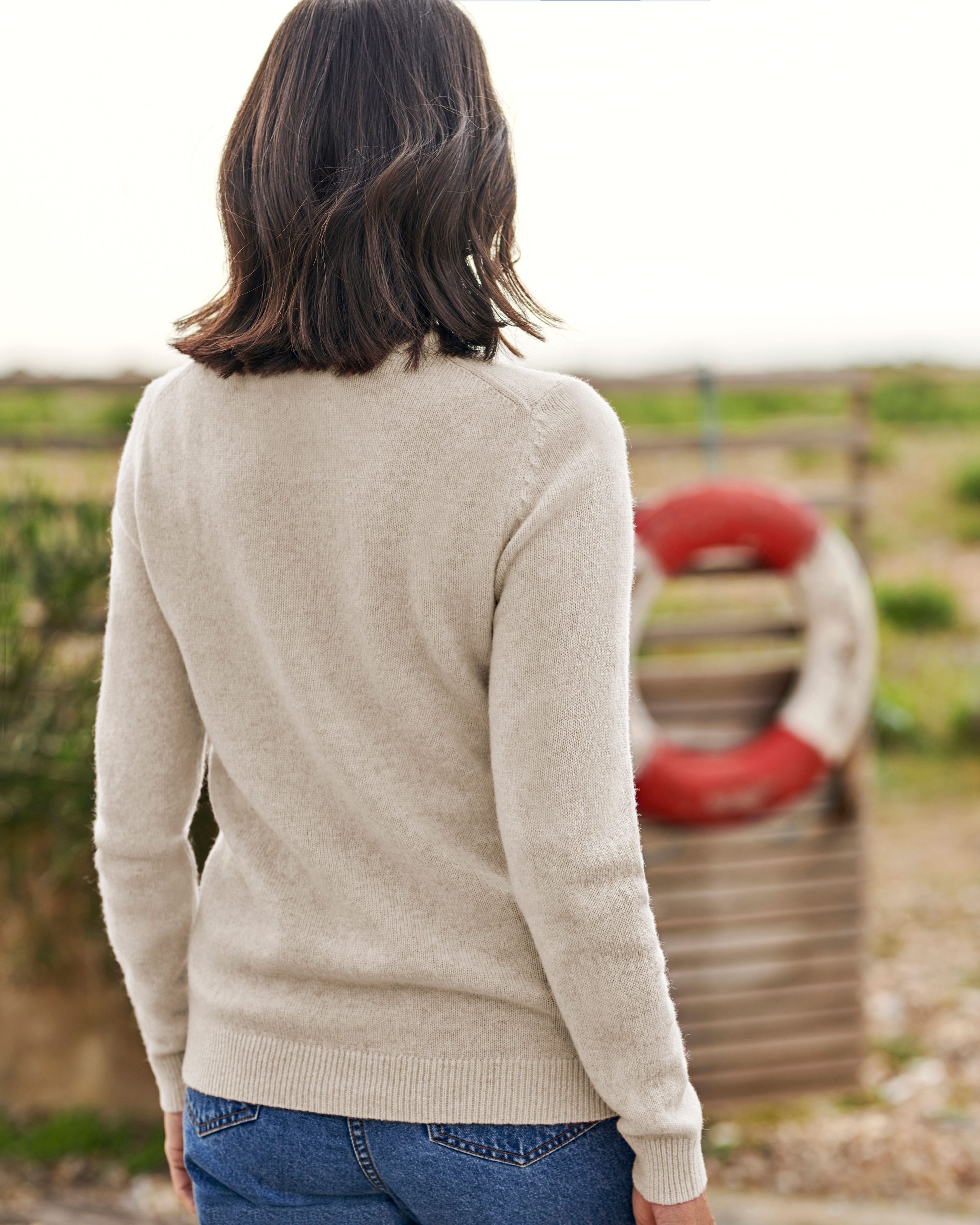 Cream | Womens Lambswool Crew | WoolOvers US