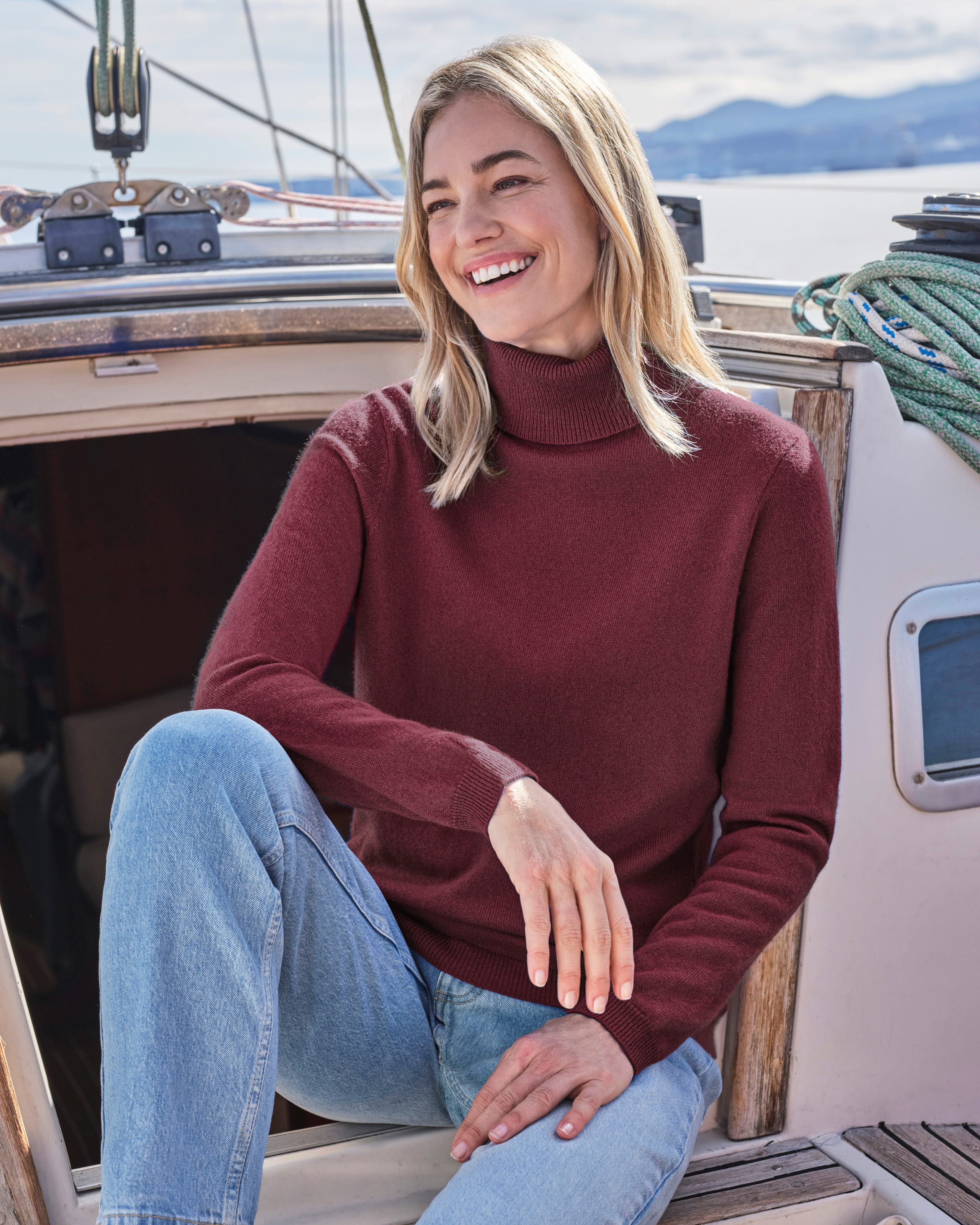Sugar Pink | Cashmere & Merino Fitted Turtle Neck Knitted Sweater ...