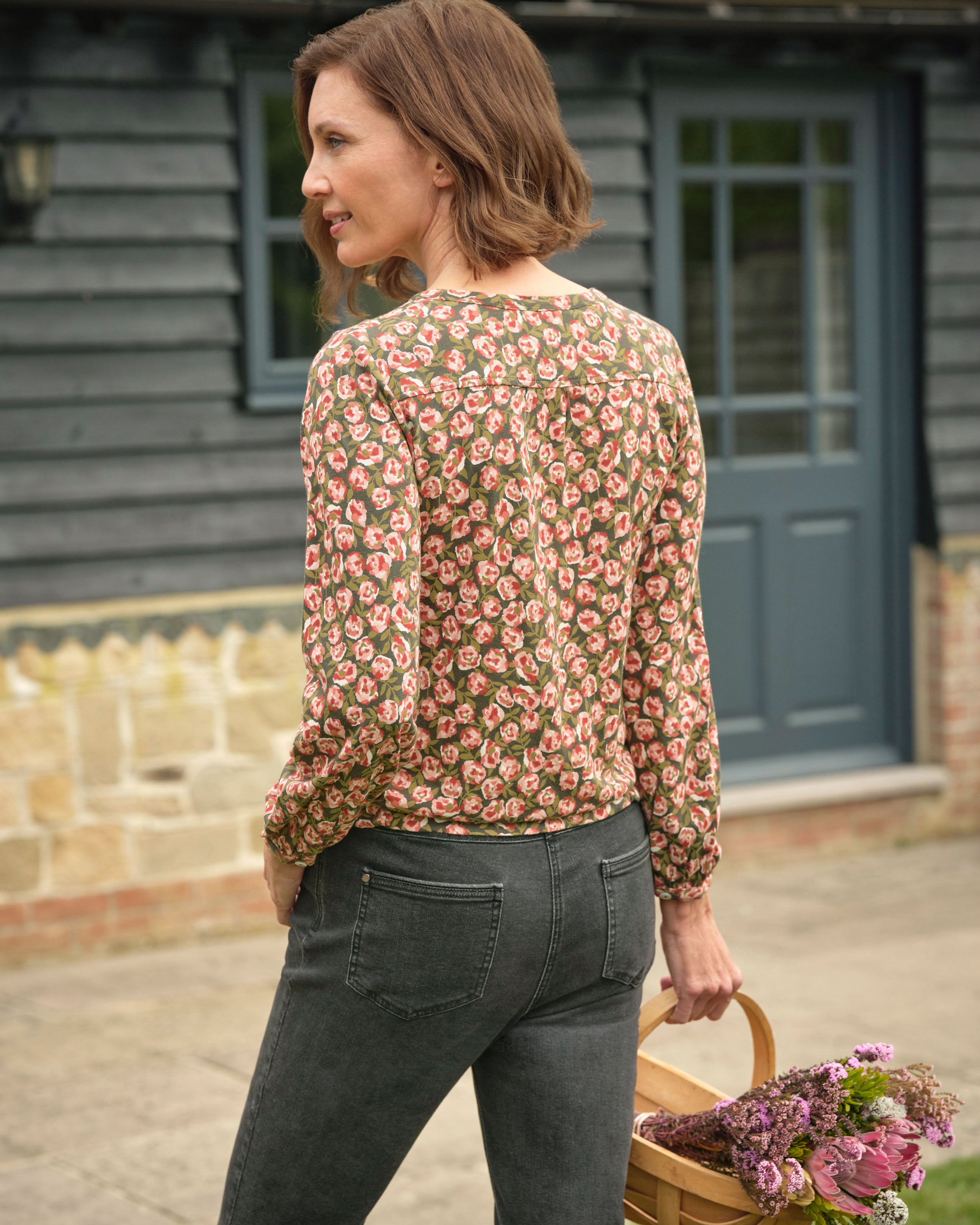Painterly Floral Print | Tie Hem Button Top | WoolOvers AU