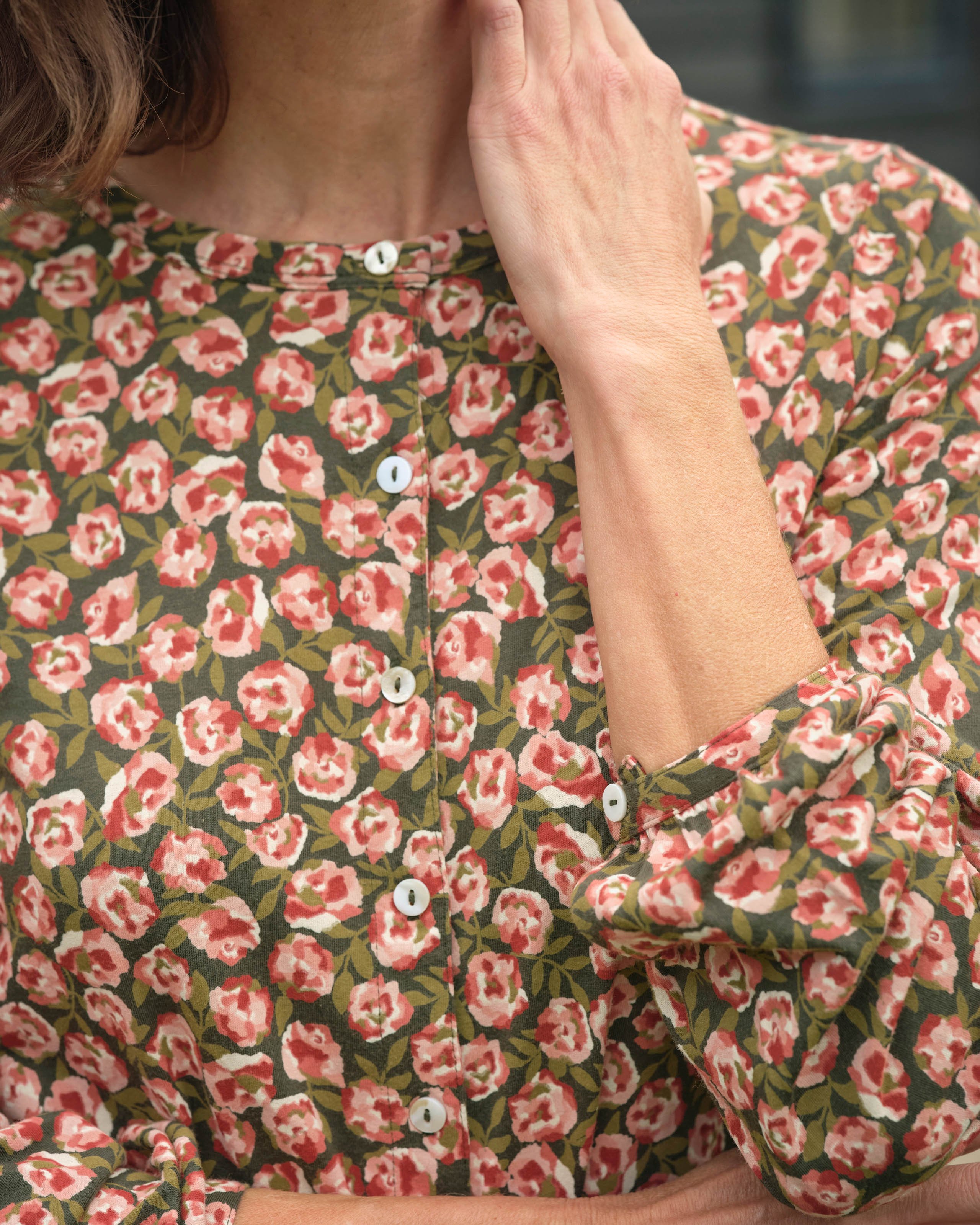 Painterly Floral Print | Tie Hem Button Top | WoolOvers AU