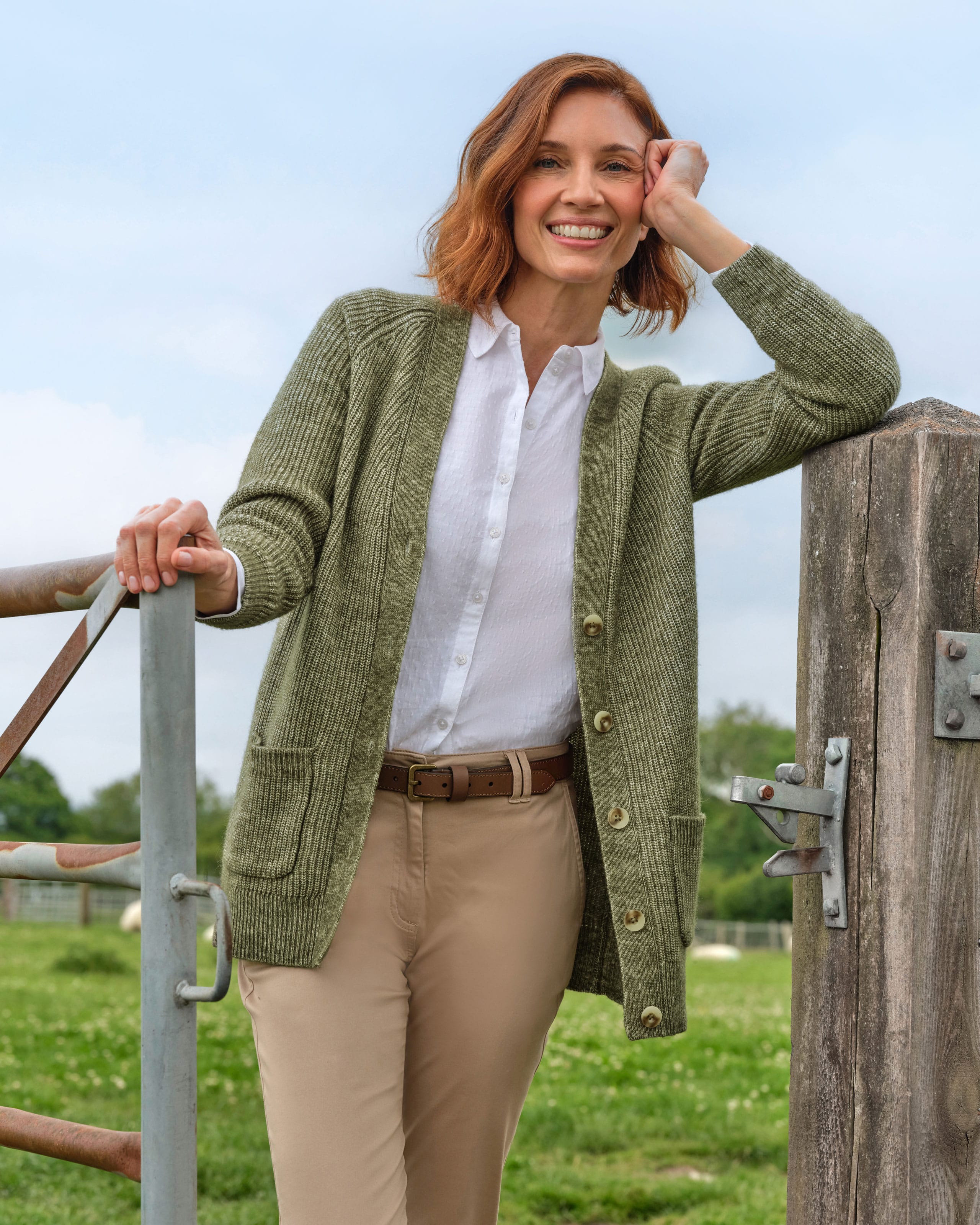 Green Marl | V Neck Boyfriend Cardigan | WoolOvers UK