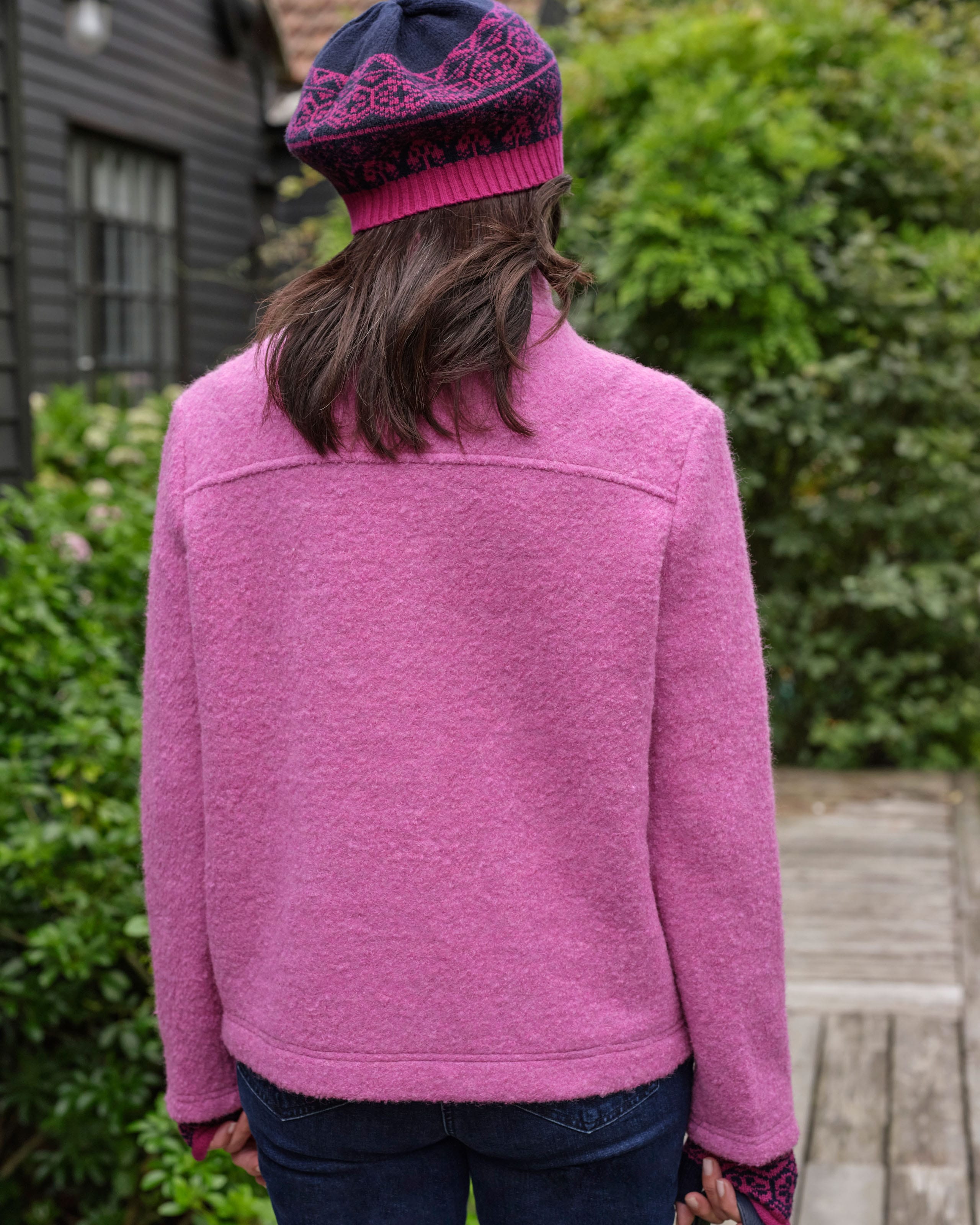 Pink Flambe | Funnel Neck Button Jacket | WoolOvers UK