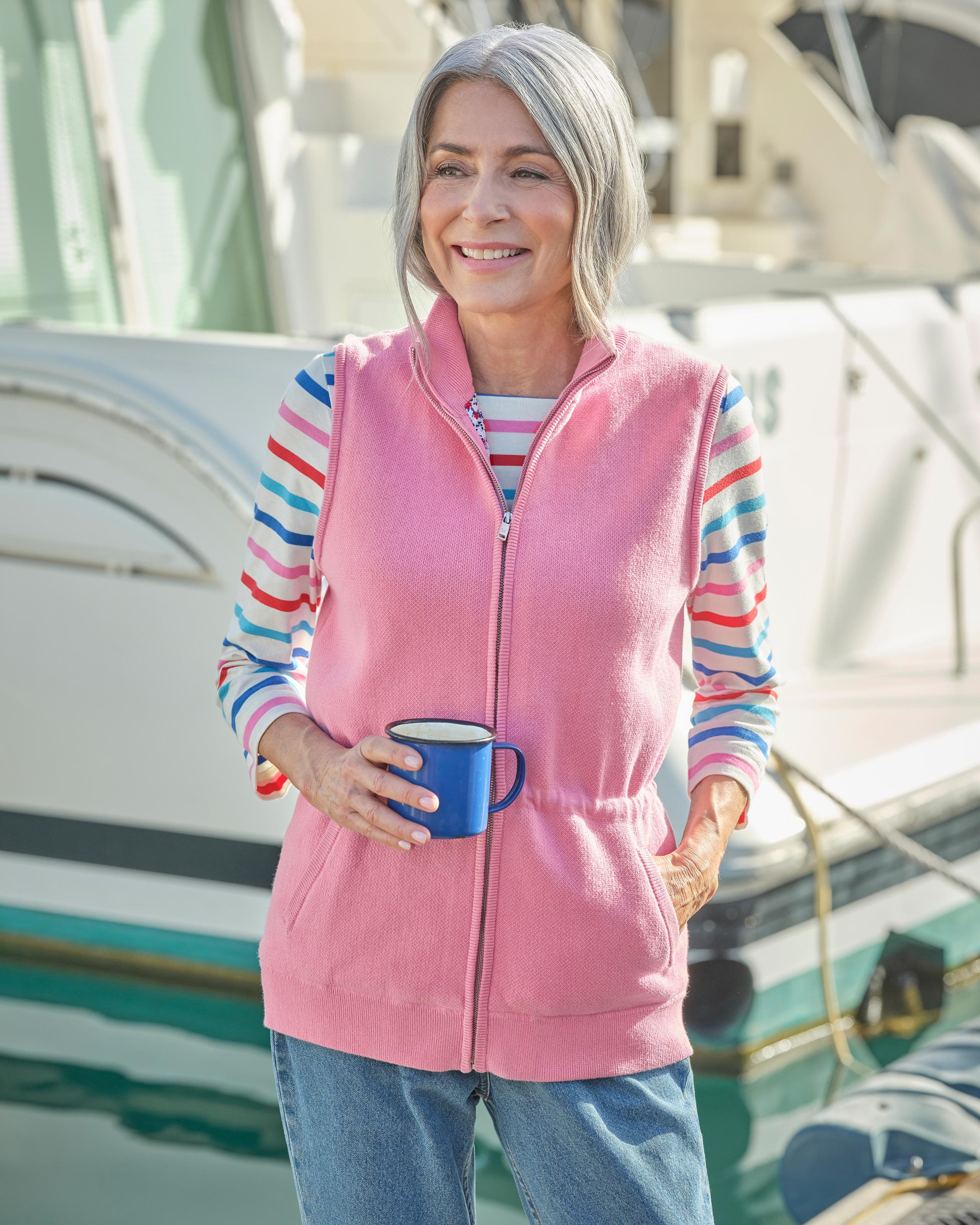 Light Pink | Cotton Lined Gilet | WoolOvers UK