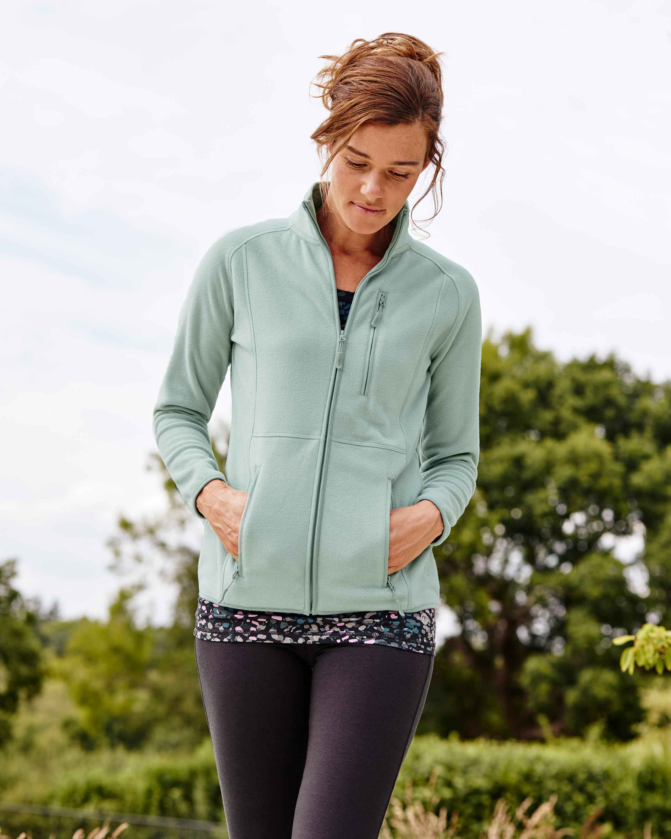 Sage | Brecon Zip Through Fleece | WoolOvers UK