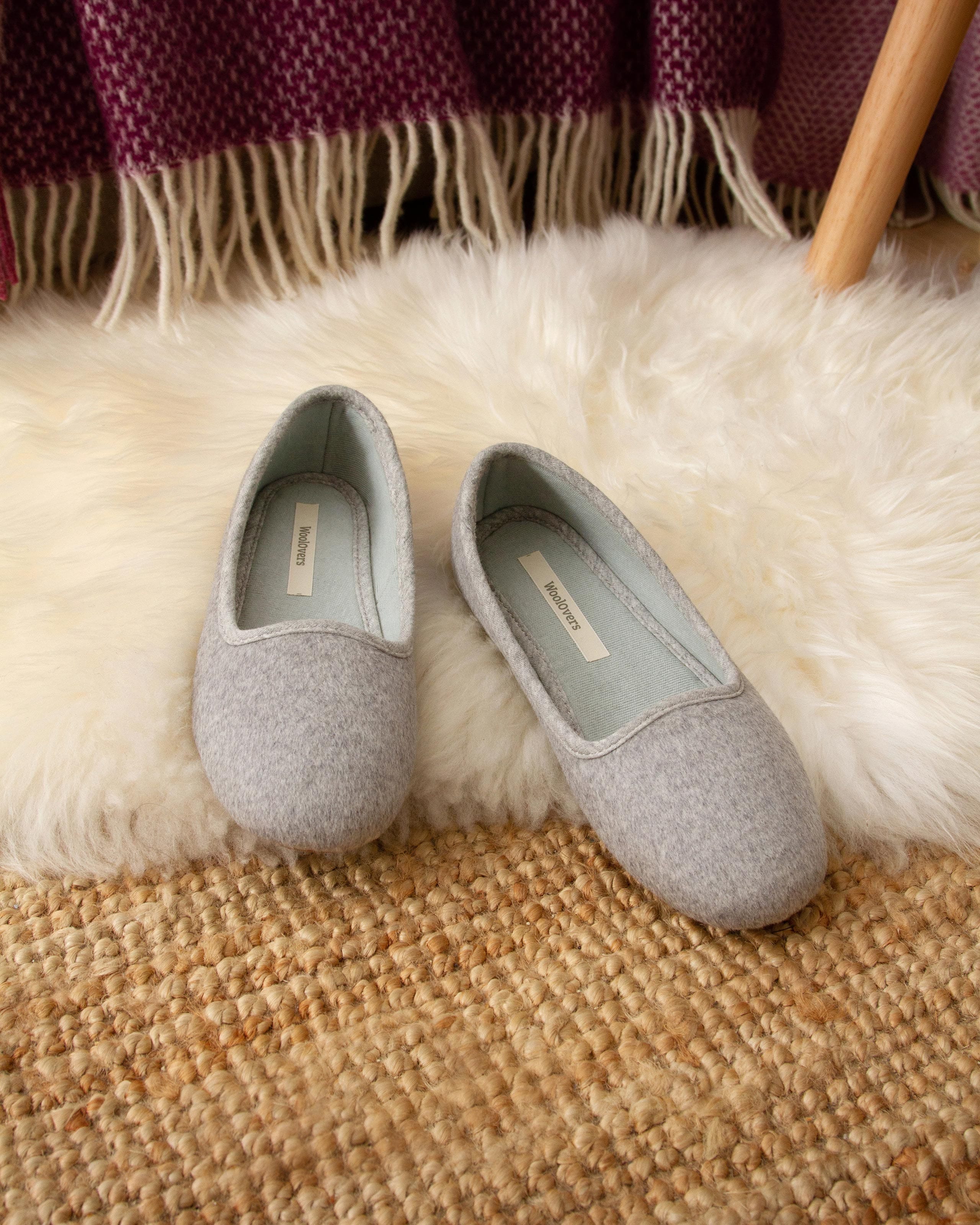 Grey Marl 100% Sheepskin | Womens Felt Ballerina Slipper