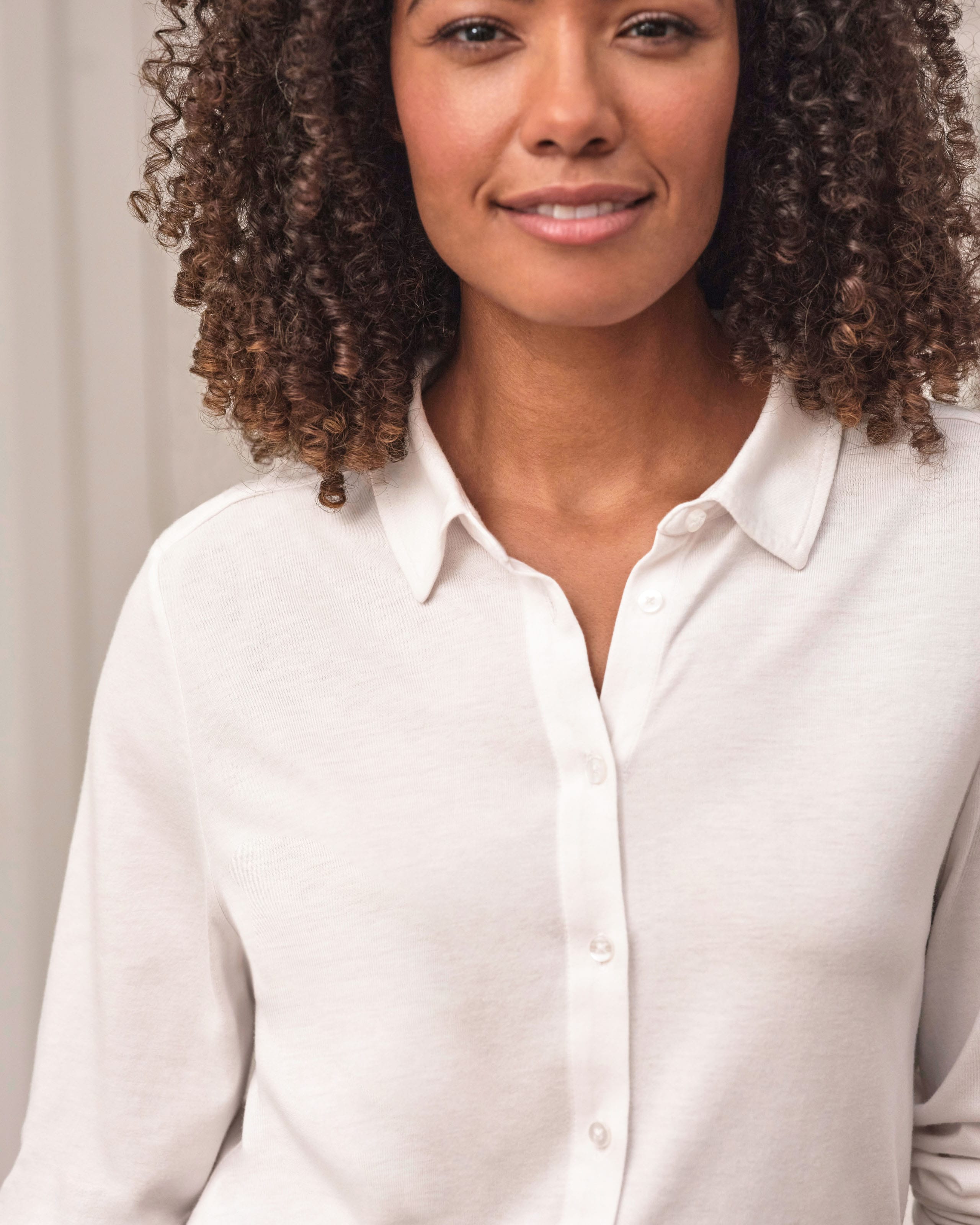 White | Soft Touch Jersey Shirt | WoolOvers AU