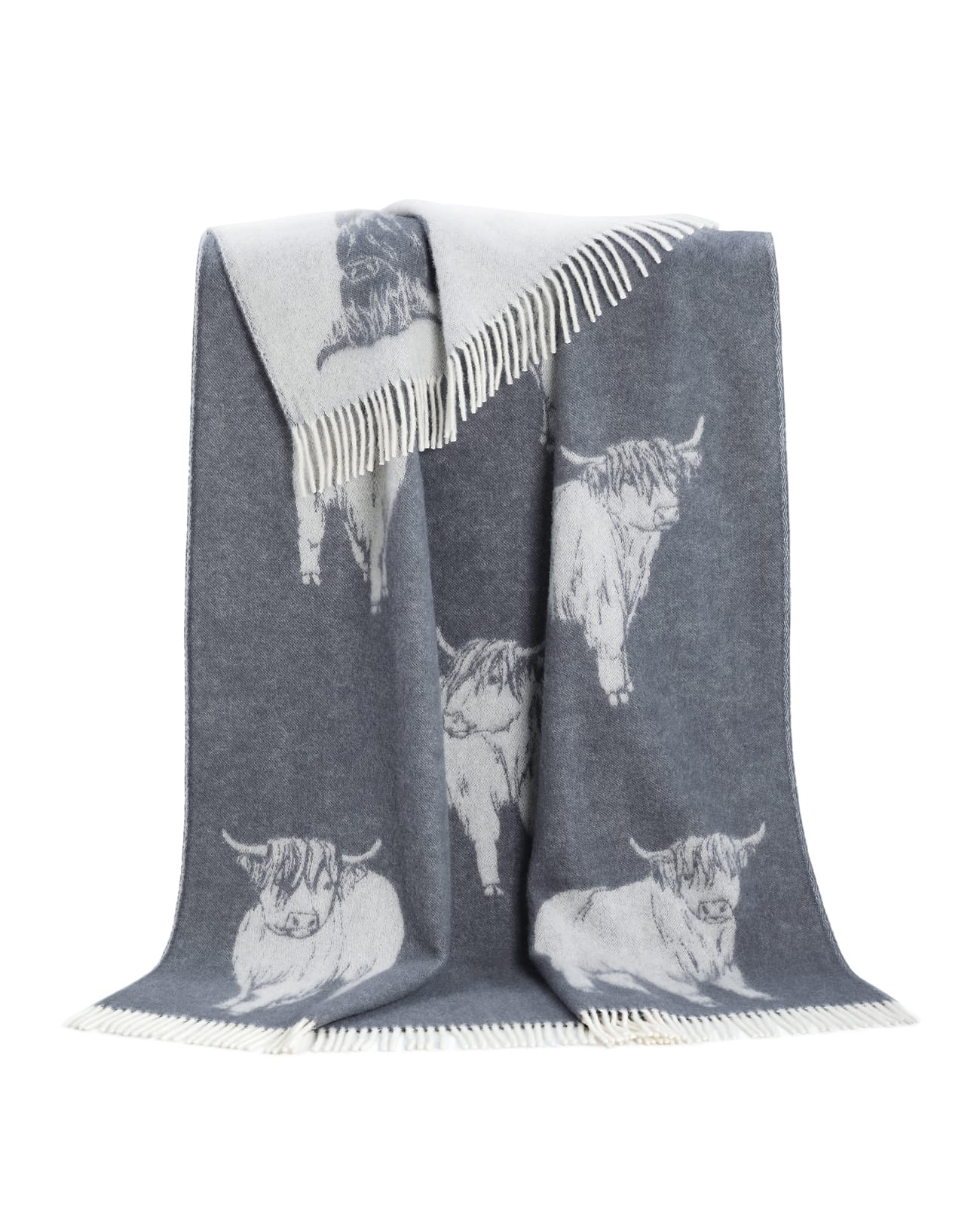 Dark Grey Highland Cow | Pure Wool Animal Throw | WoolOvers UK