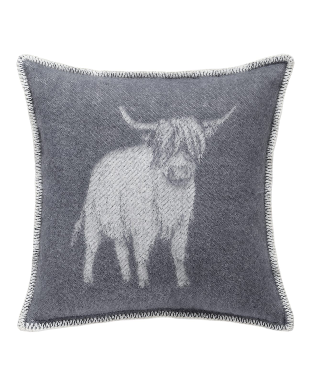 Dark Grey Highland Cow | Wool Animal Cushion Cover | WoolOvers UK