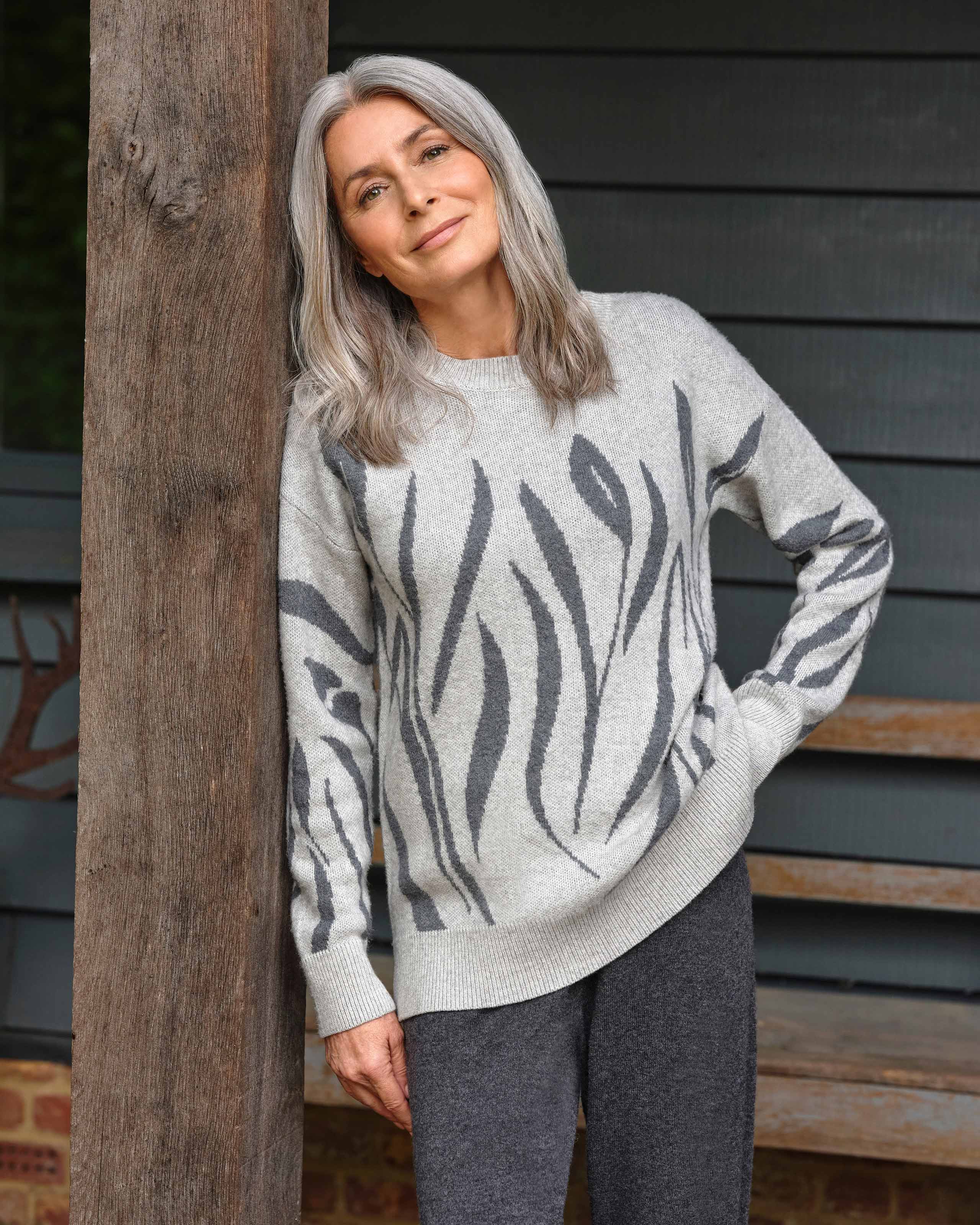 Greys | Soft Brushed Abstract Jumper | WoolOvers UK