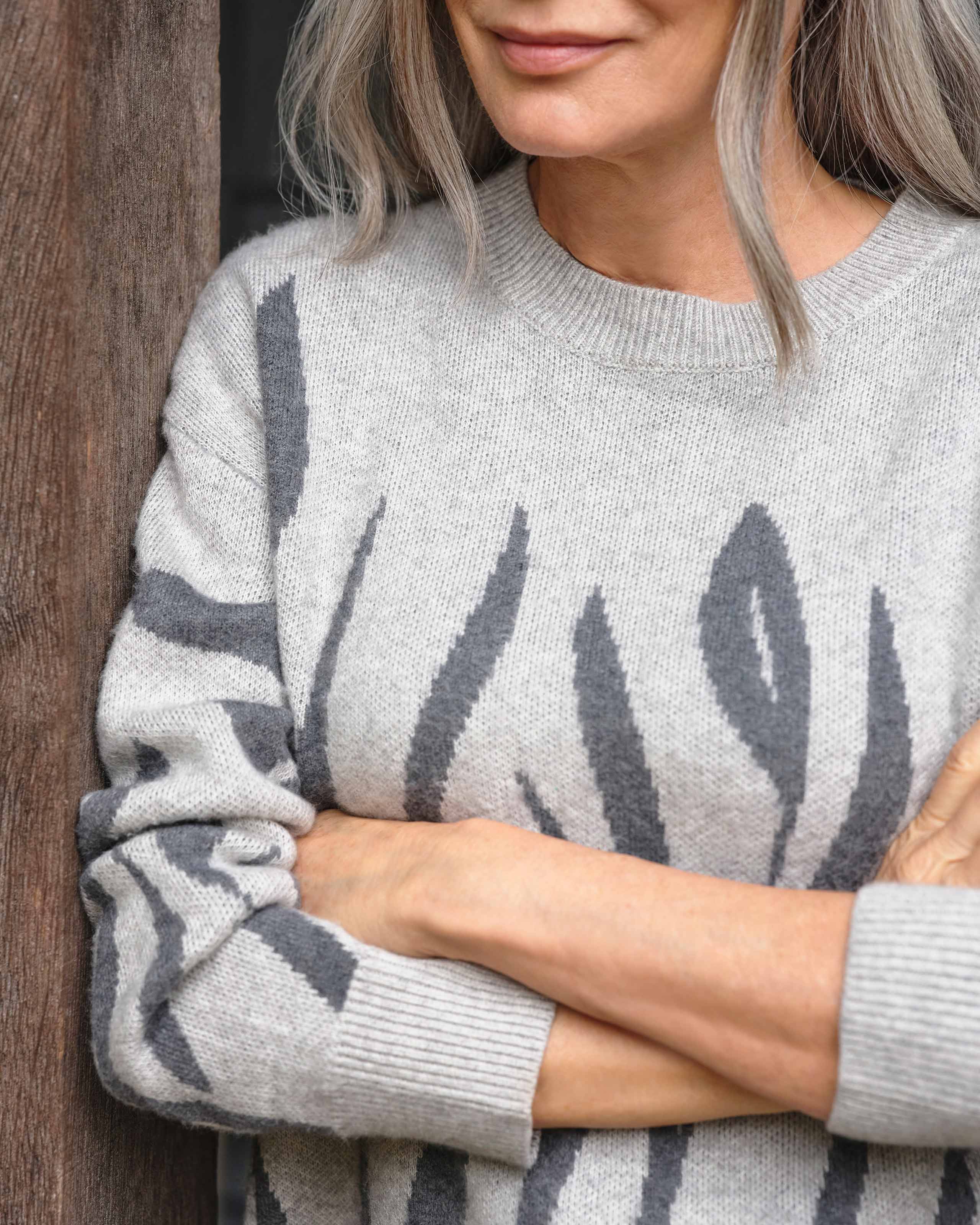 Greys | Soft Brushed Abstract Jumper | WoolOvers UK