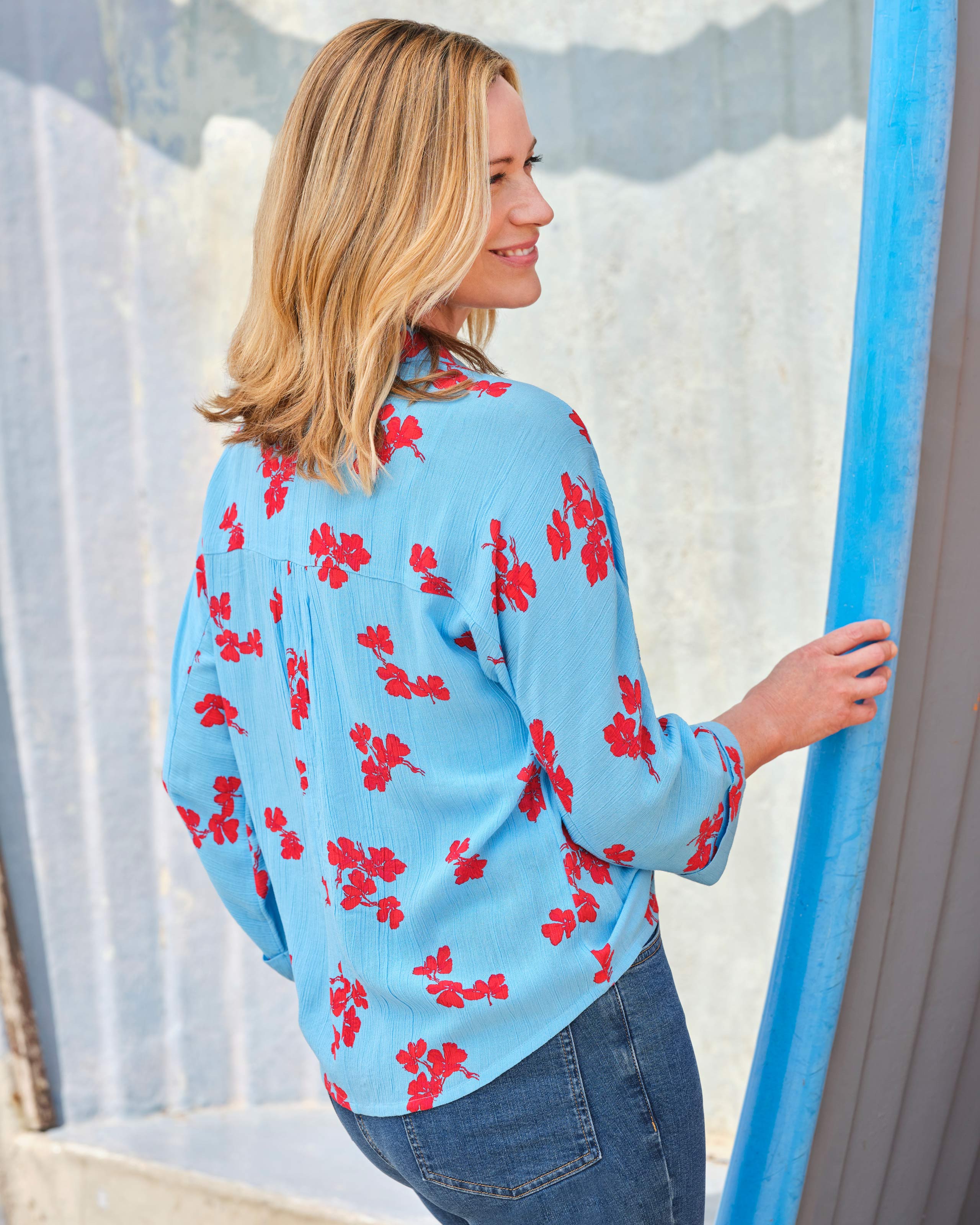 Oversized Floral Print | Relaxed Turn Back Cuff Shirt | WoolOvers UK