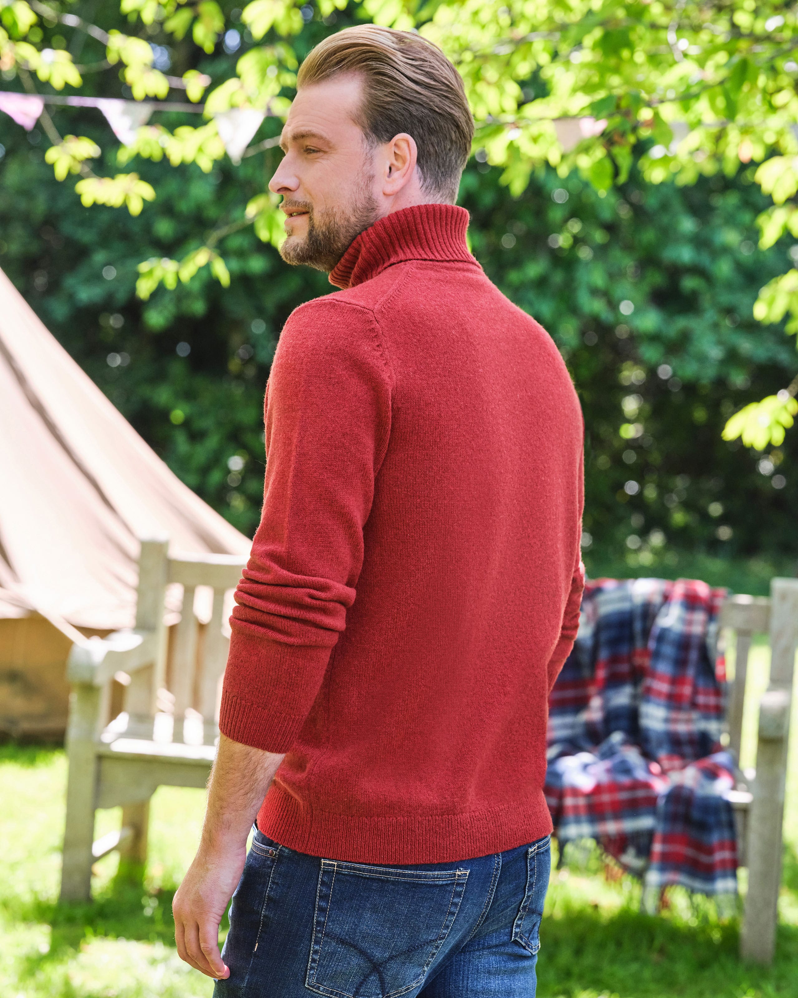 Garnet Pure Lambswool | Mens Lambswool Polo Neck Jumper