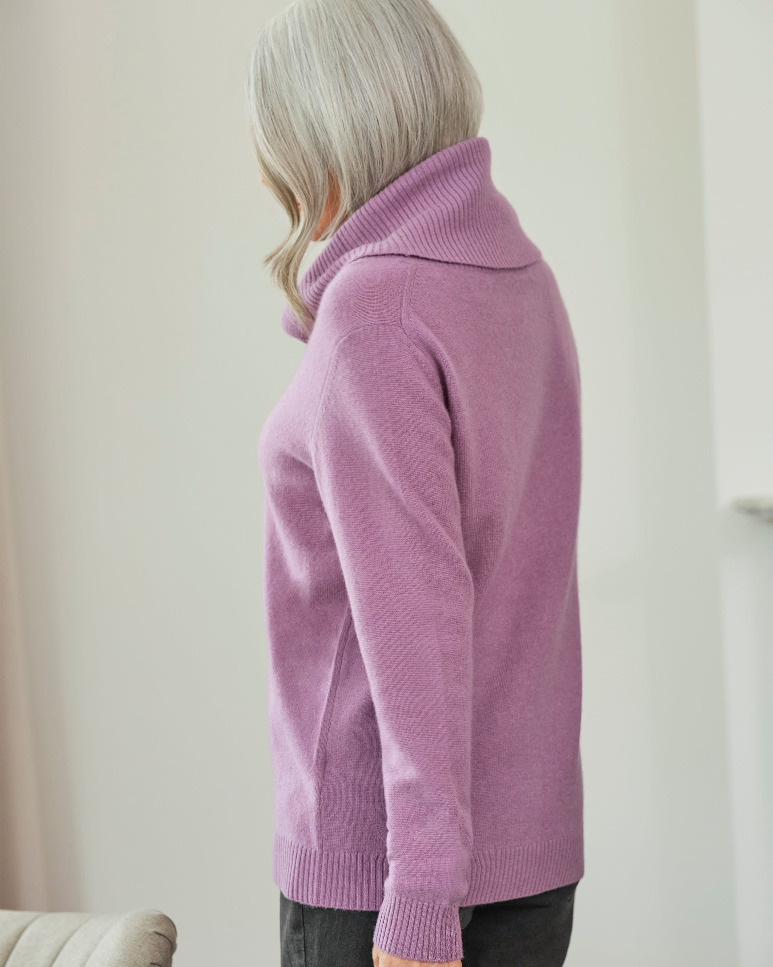 Grape | Pure Cashmere Cowl Neck Jumper | WoolOvers UK