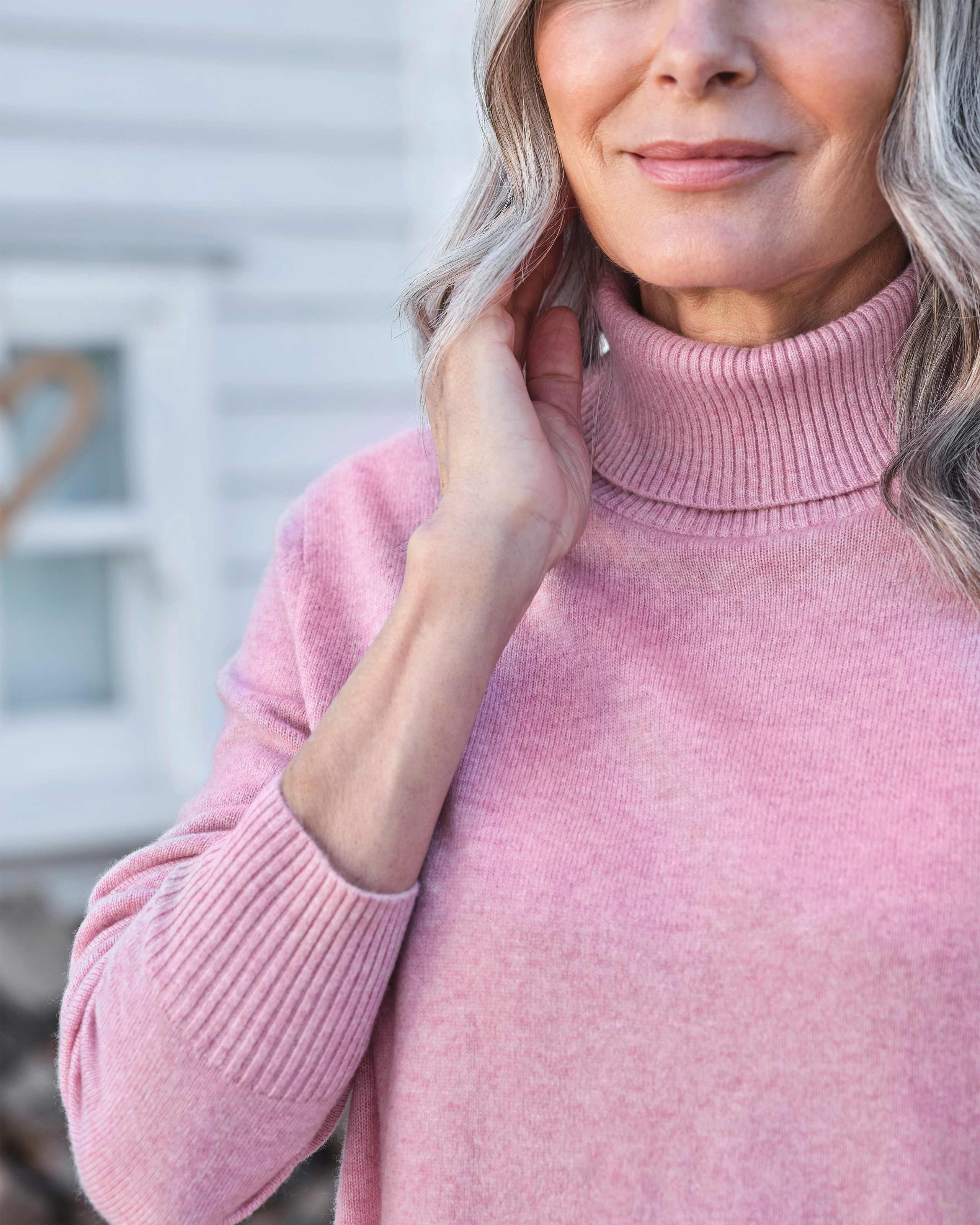 Petal Pink | Luxurious Cashmere Boxy Polo Neck Jumper | WoolOvers AU