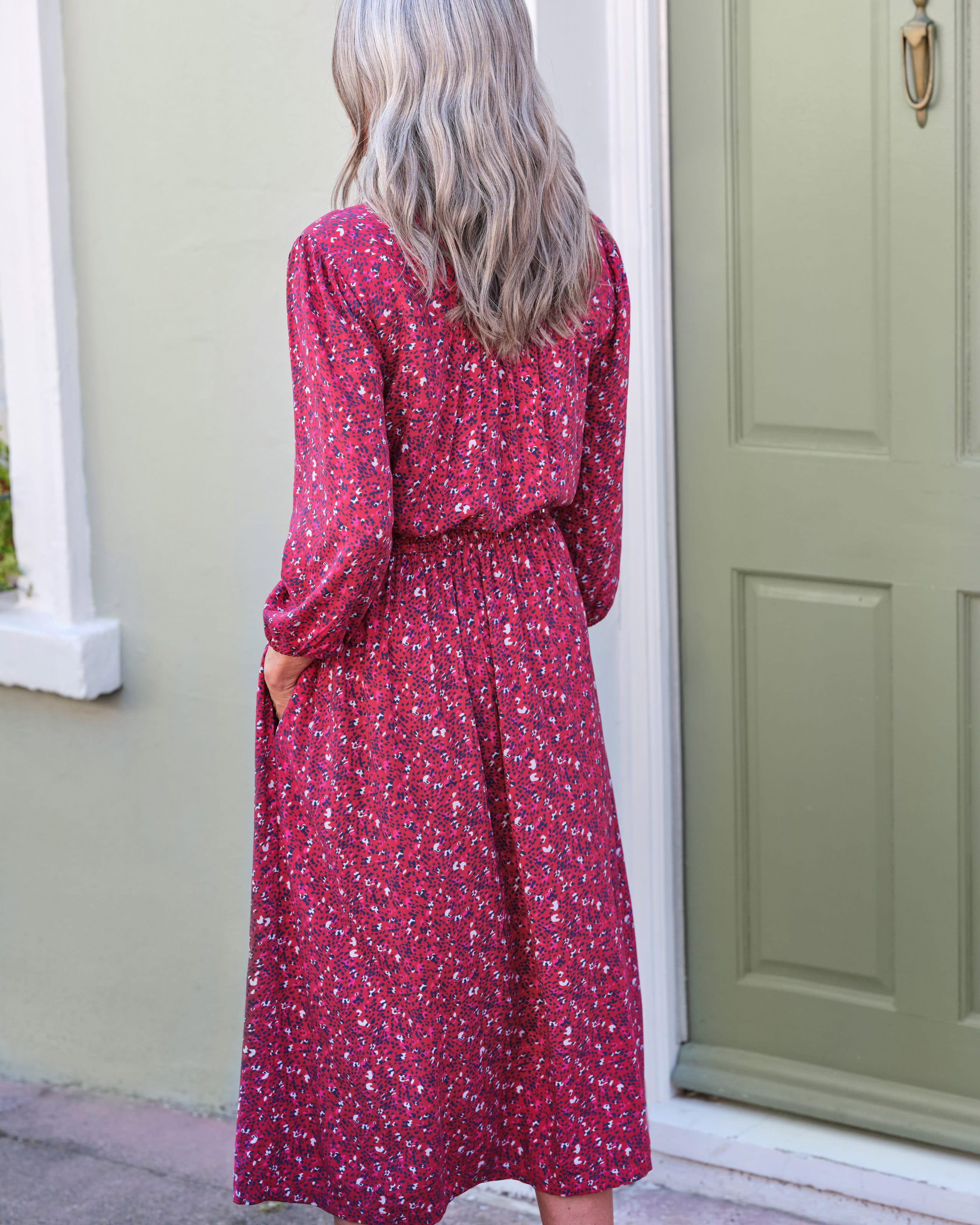 Intricate Animal Print | Covered Button Elasticated Waist Dress ...