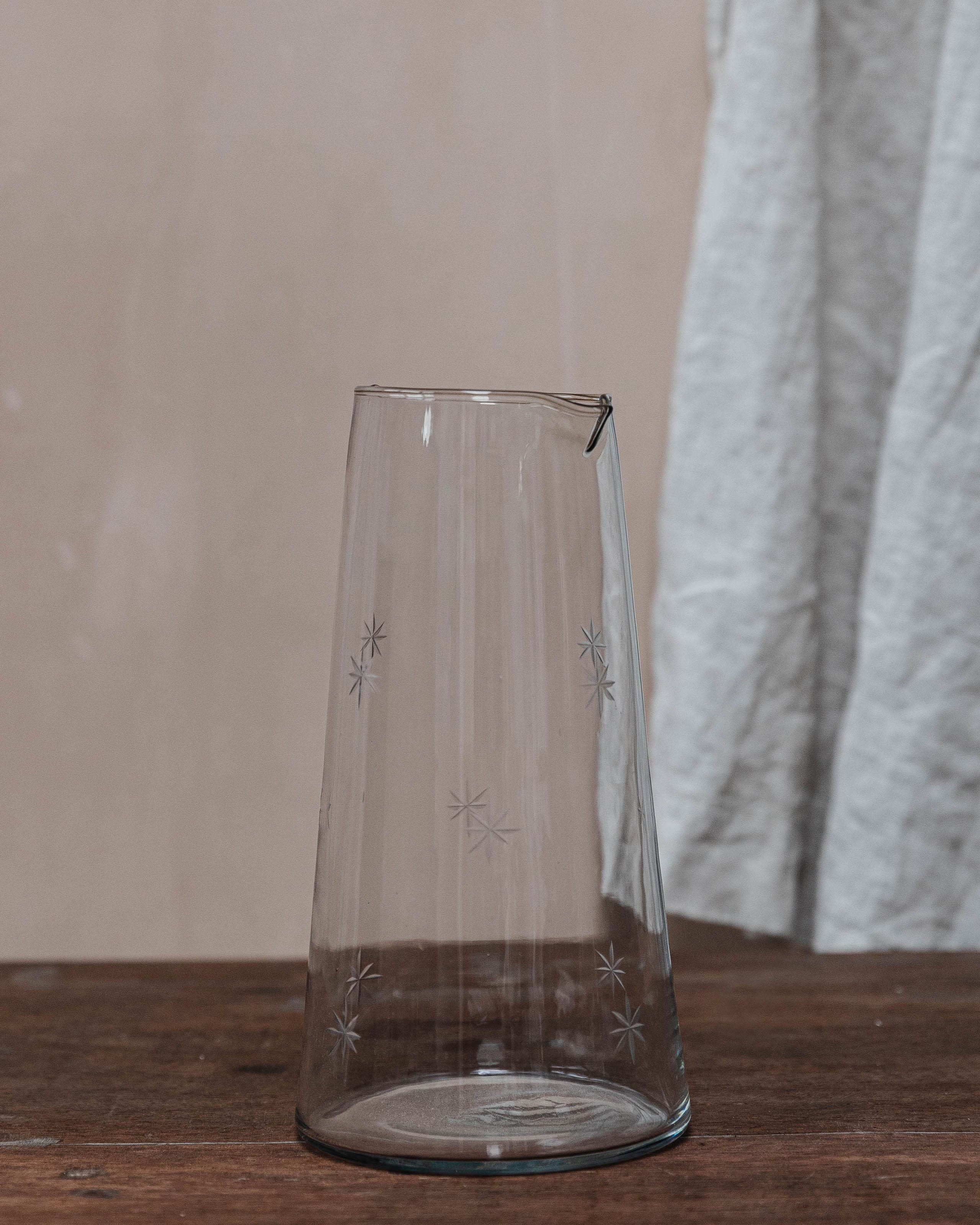 Star | Etched Tapered Glass Jug | WoolOvers UK