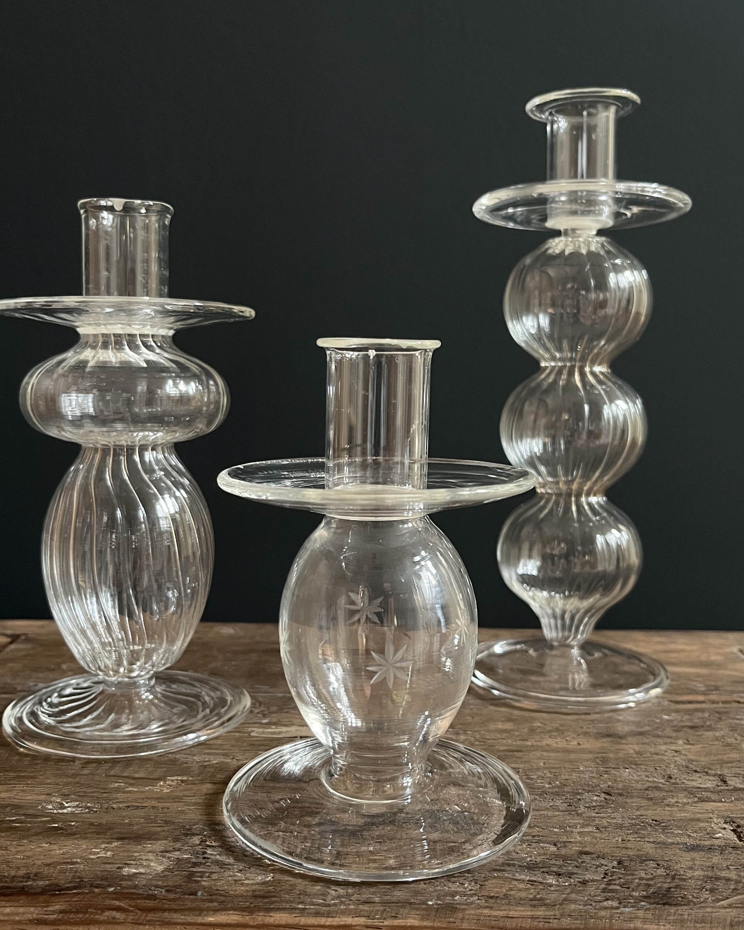 Clear | Small Glass Candle Stick | WoolOvers UK