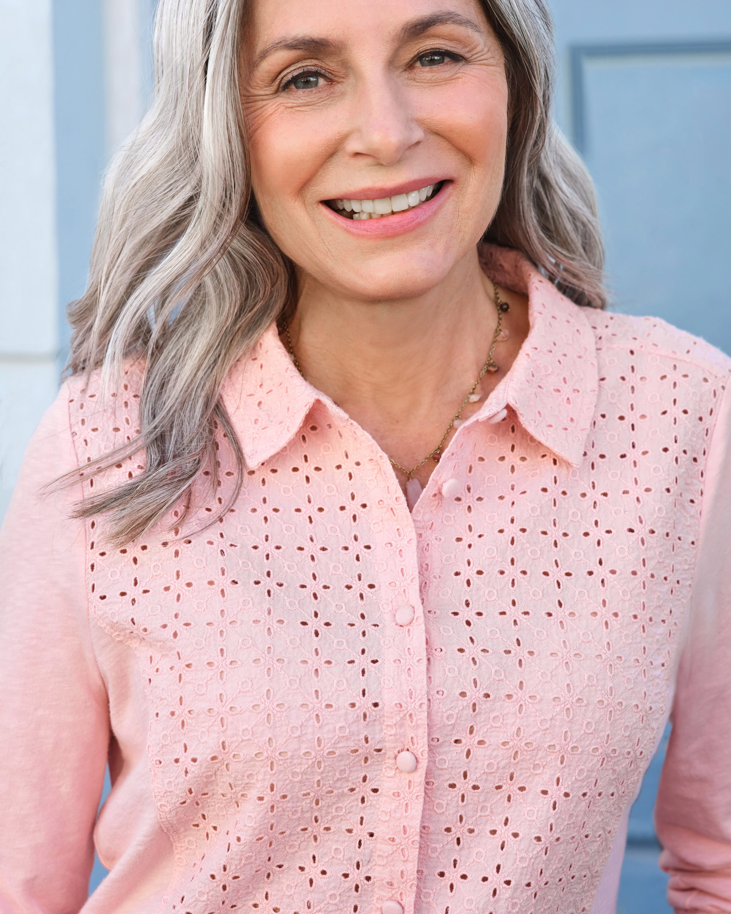 Shell Pink | Broderie Jersey Shirt | WoolOvers AU