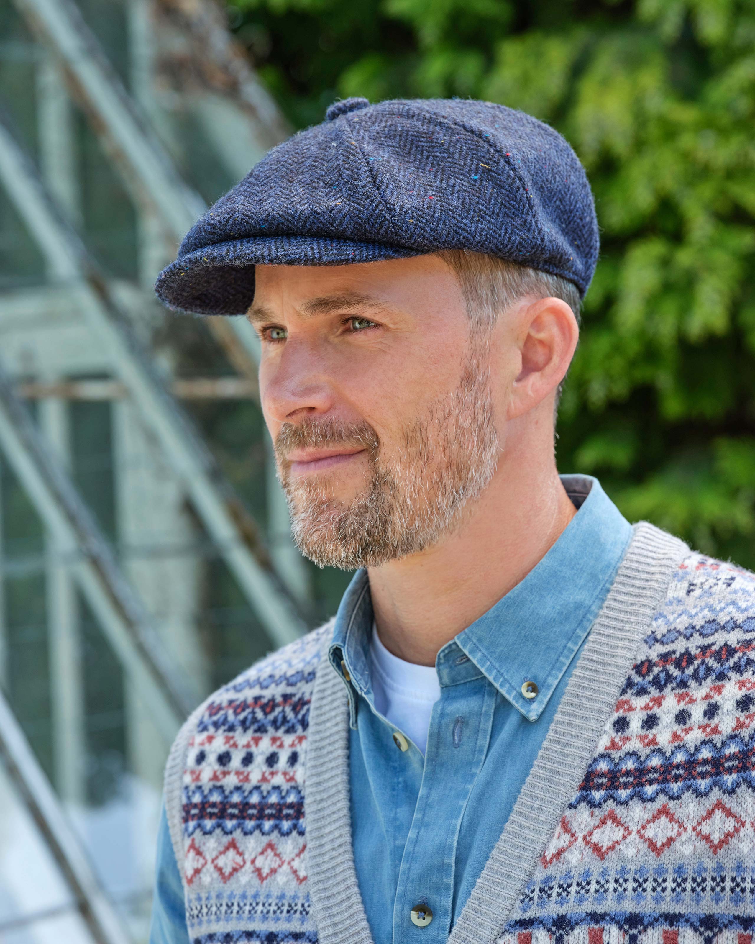 Brown Herringbone | Mens Baker Boy Hat | WoolOvers UK