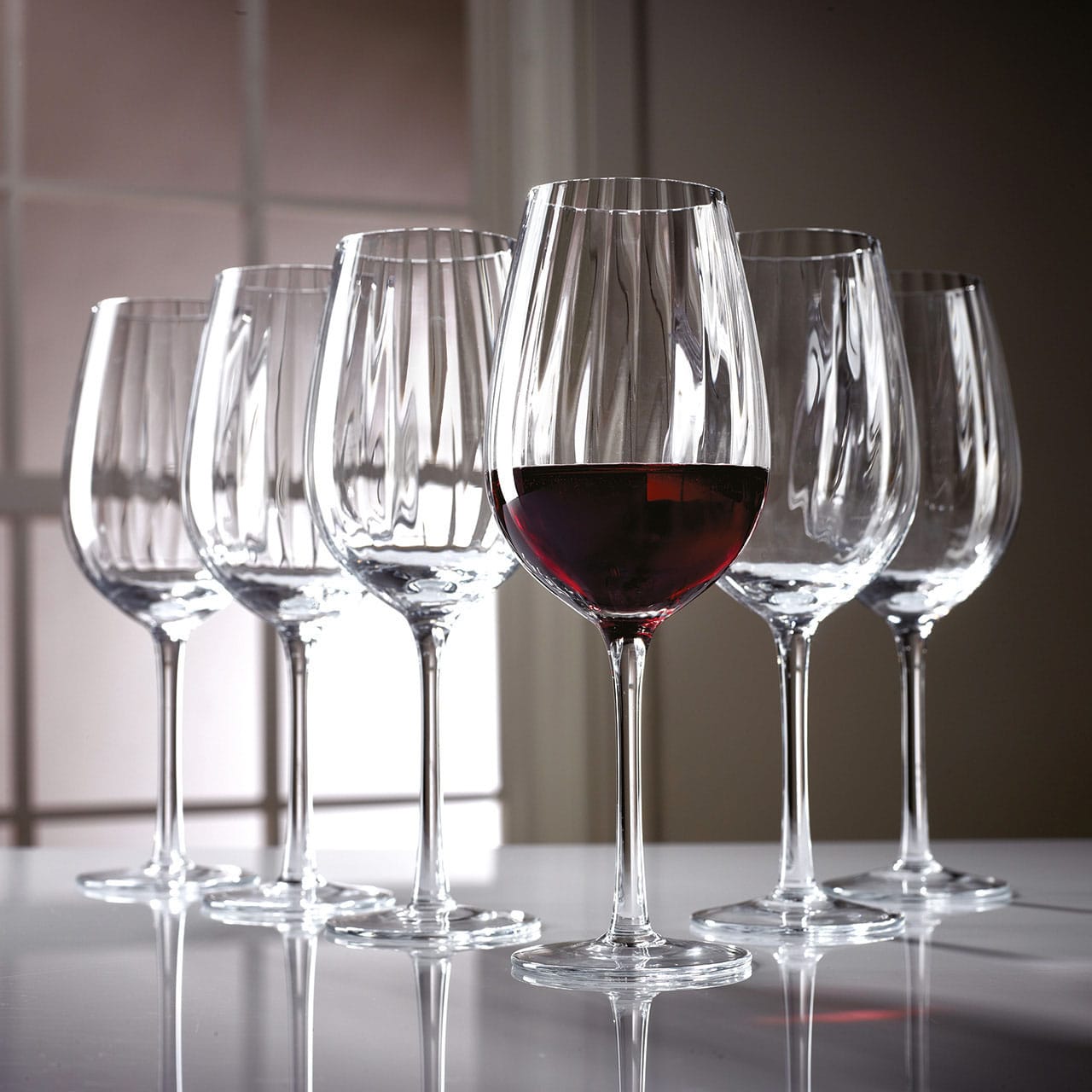 Red | Ripple Wine Glasses - Set of 6 | WoolOvers UK