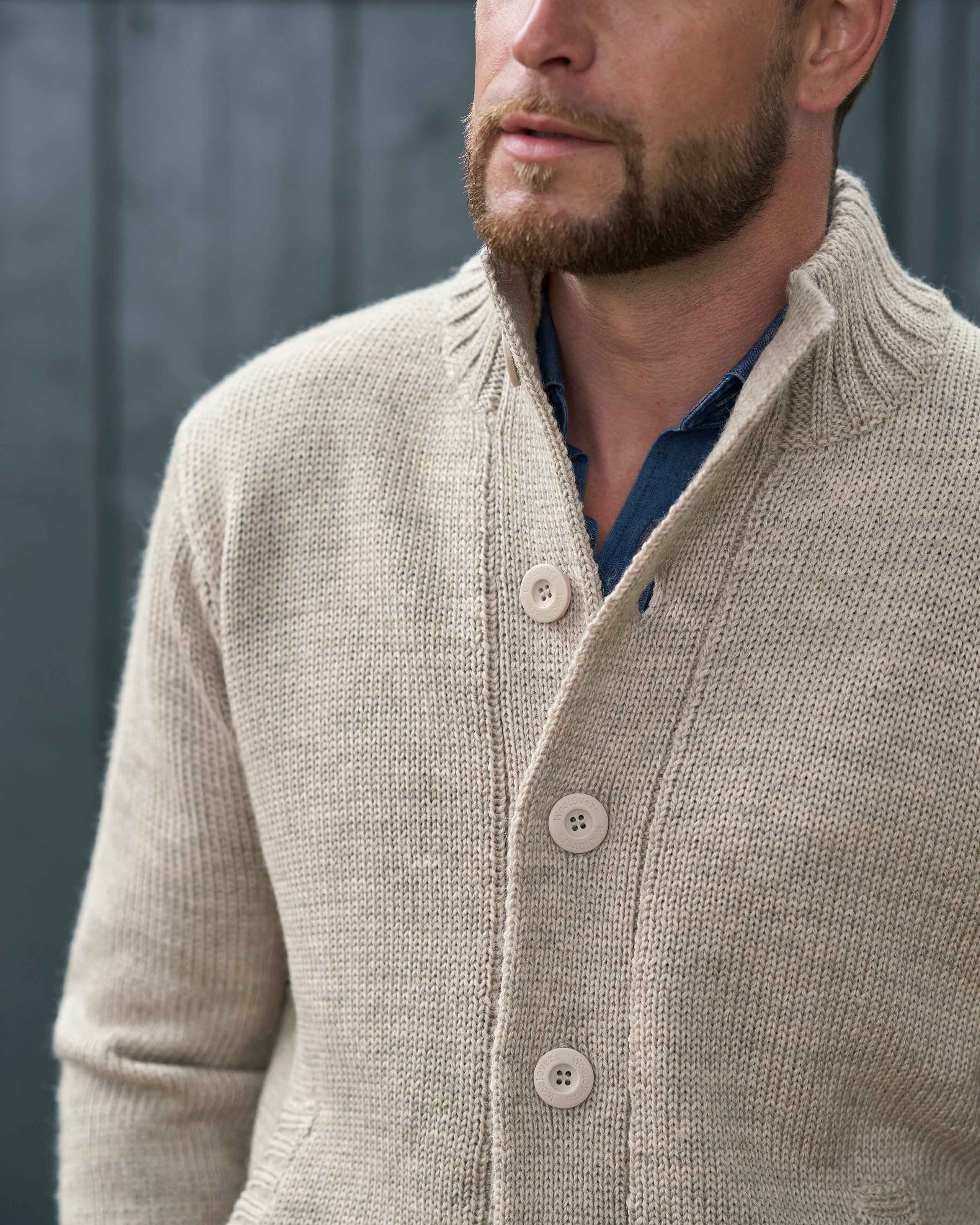 Oatmeal | 100% Pure Wool Button Everyday Cardigan | WoolOvers US