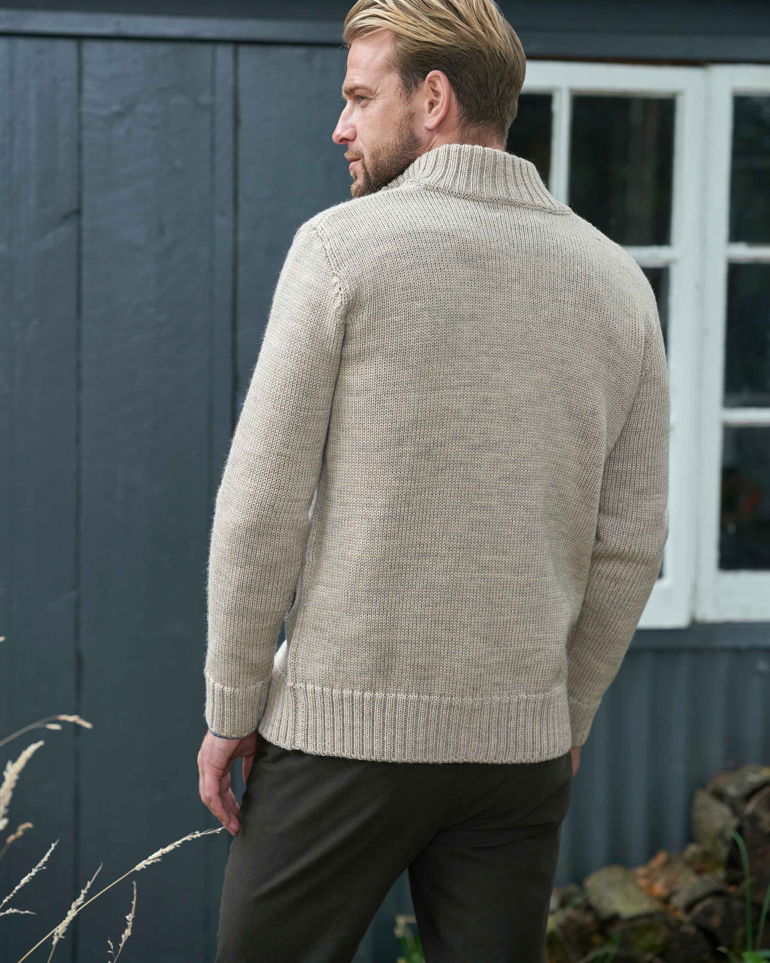 Oatmeal | 100% Pure Wool Button Everyday Cardigan | WoolOvers UK