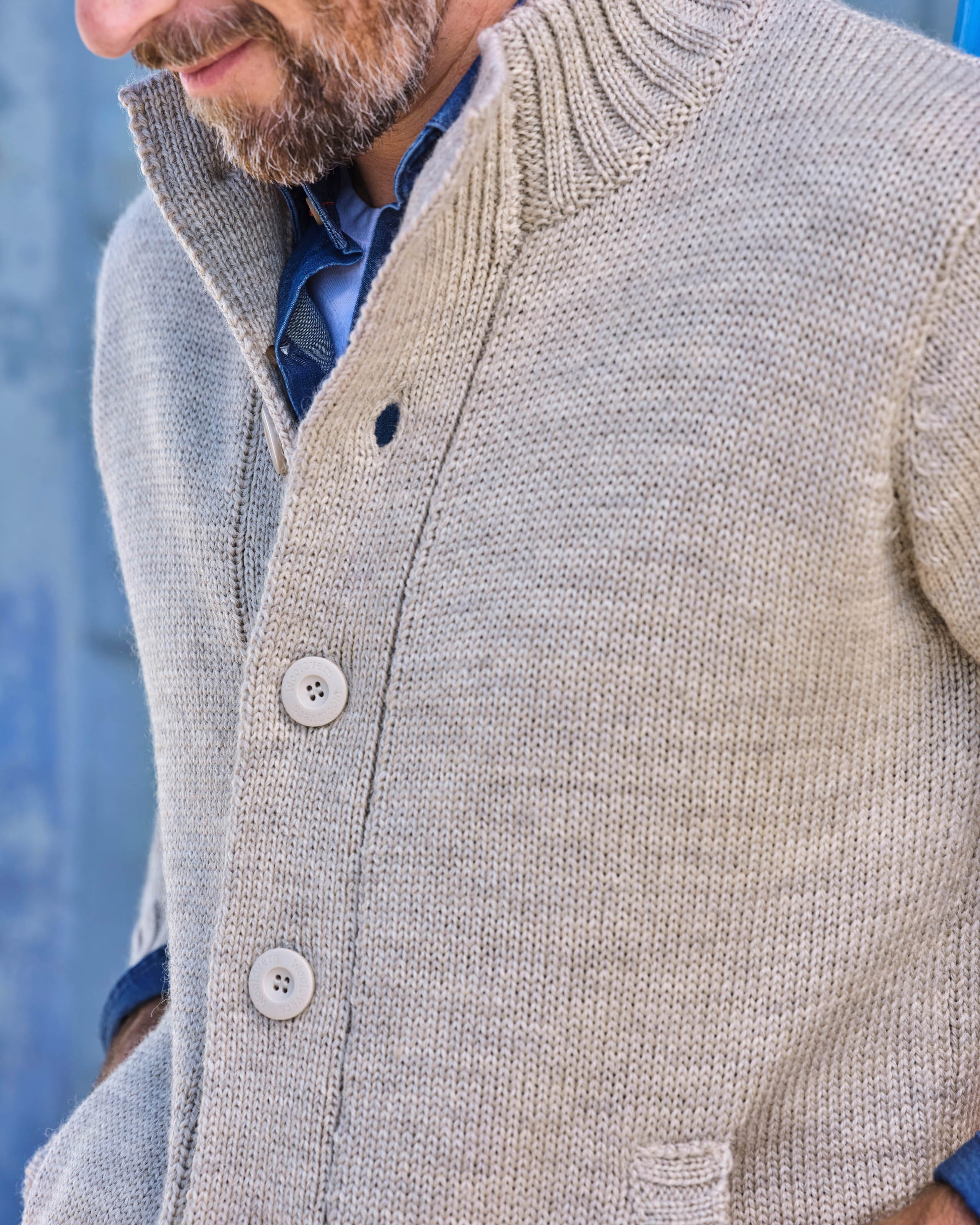 Oatmeal | 100% Pure Wool Button Everyday Cardigan | WoolOvers US
