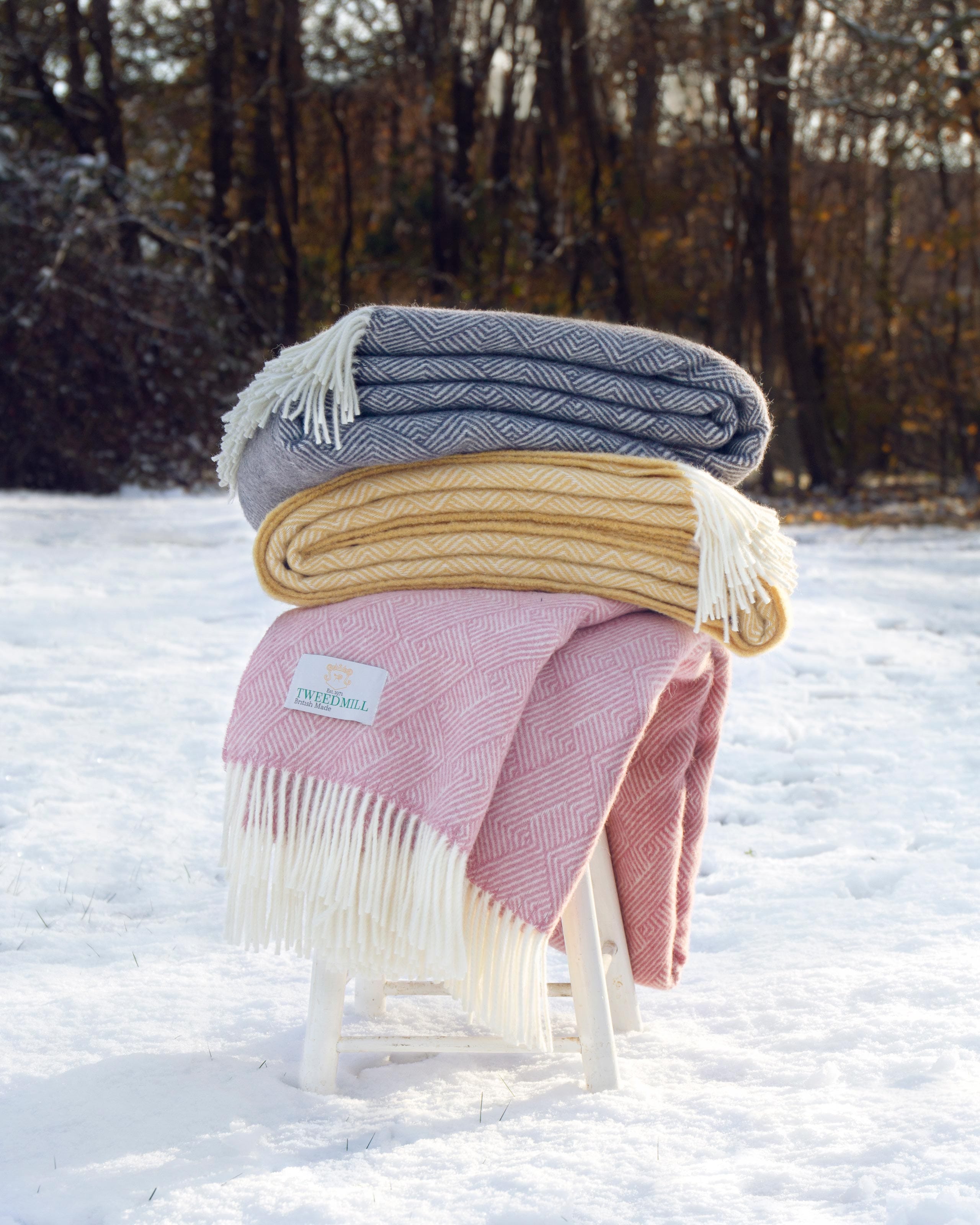 Blue Pure Wool | Crossover Chevron Throw