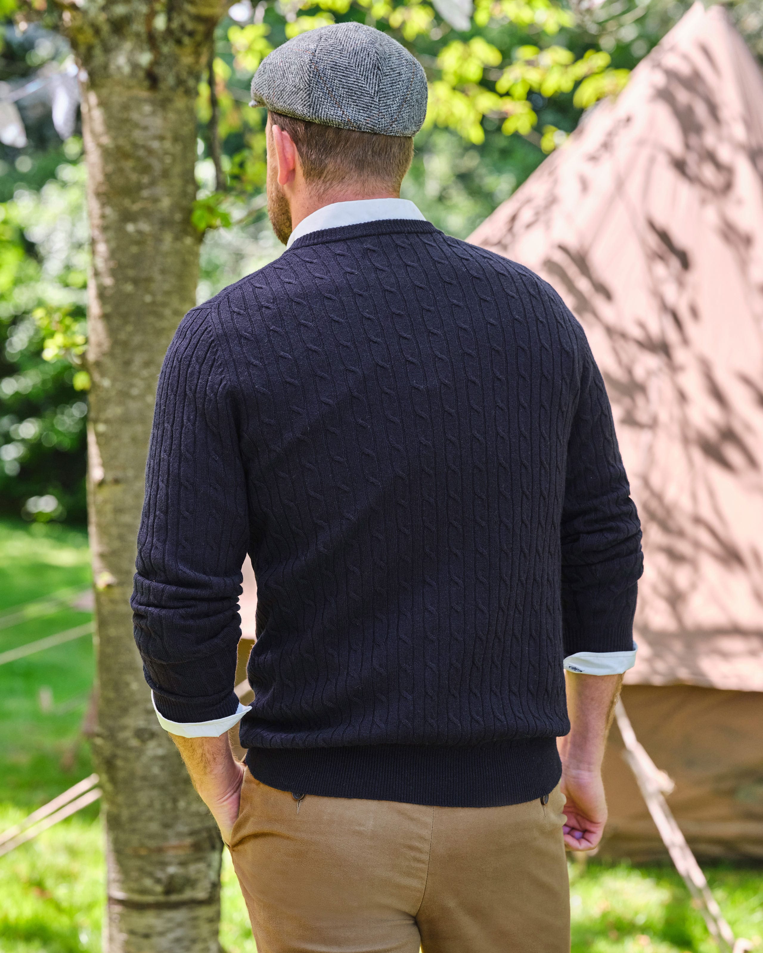 Navy | Cashmere & Merino Cable Jumper | WoolOvers AU