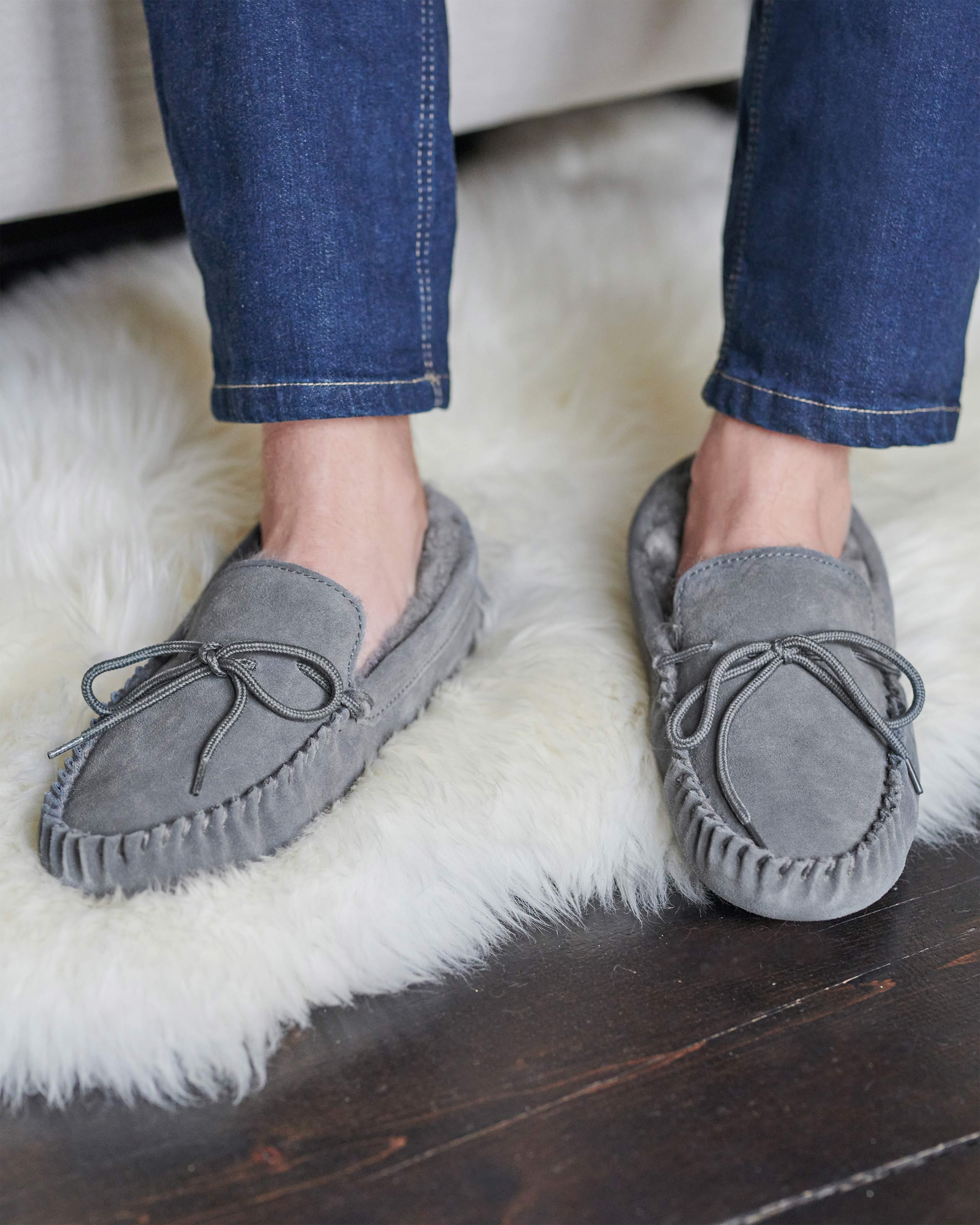 Grey | Mens Sheepskin Moccasin | WoolOvers US