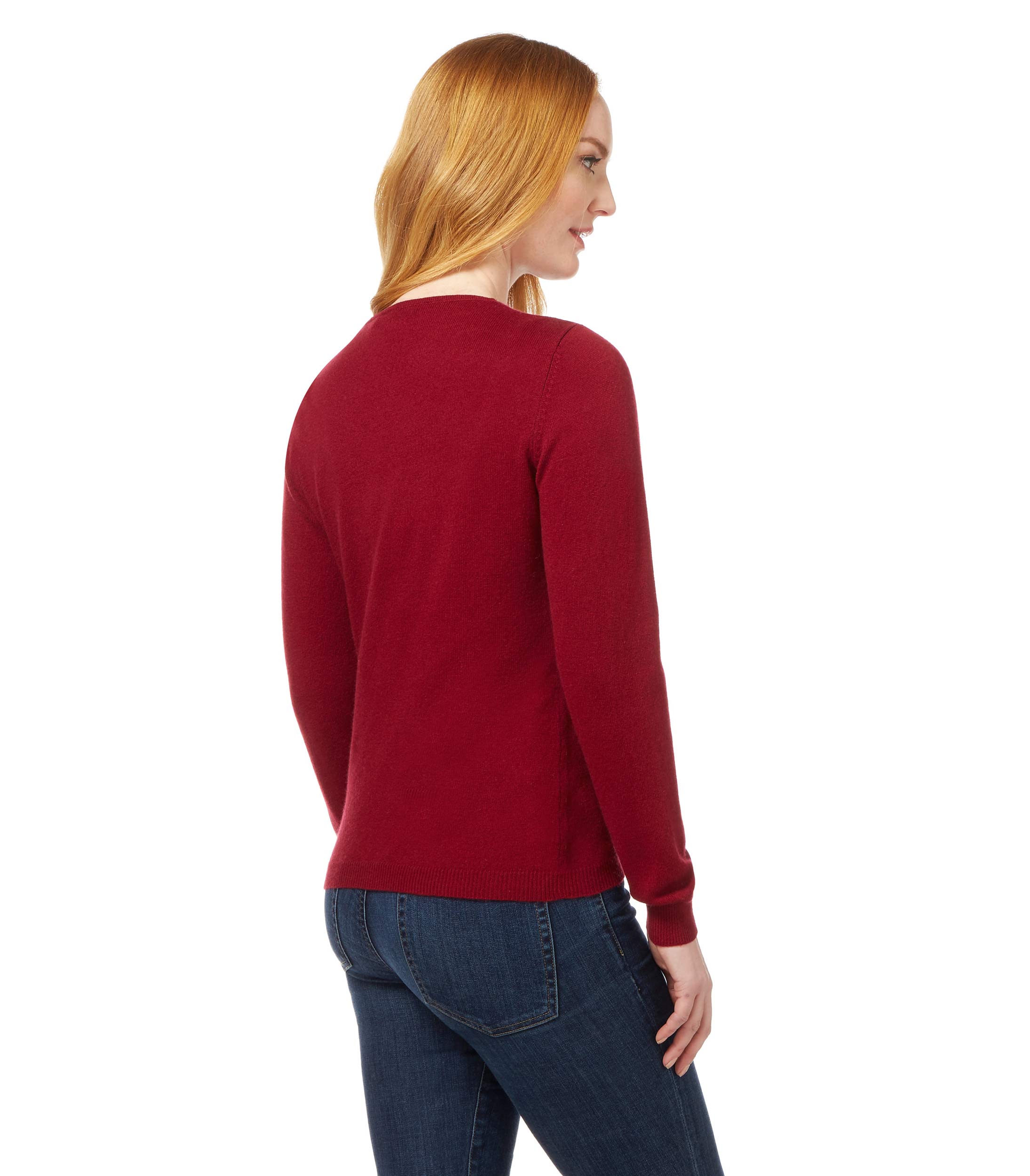 Burgundy Womens Cashmere And Merino Luxurious V Neck Cardigan