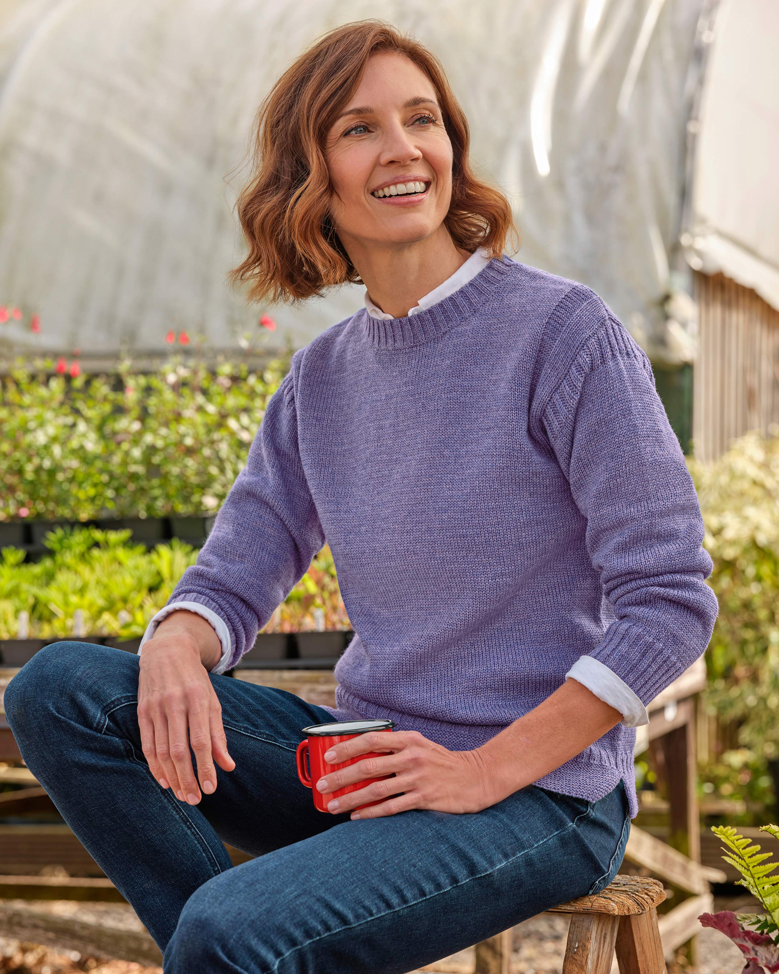 Lilac Ice | 100% Pure Wool Guernsey Jumper | WoolOvers UK