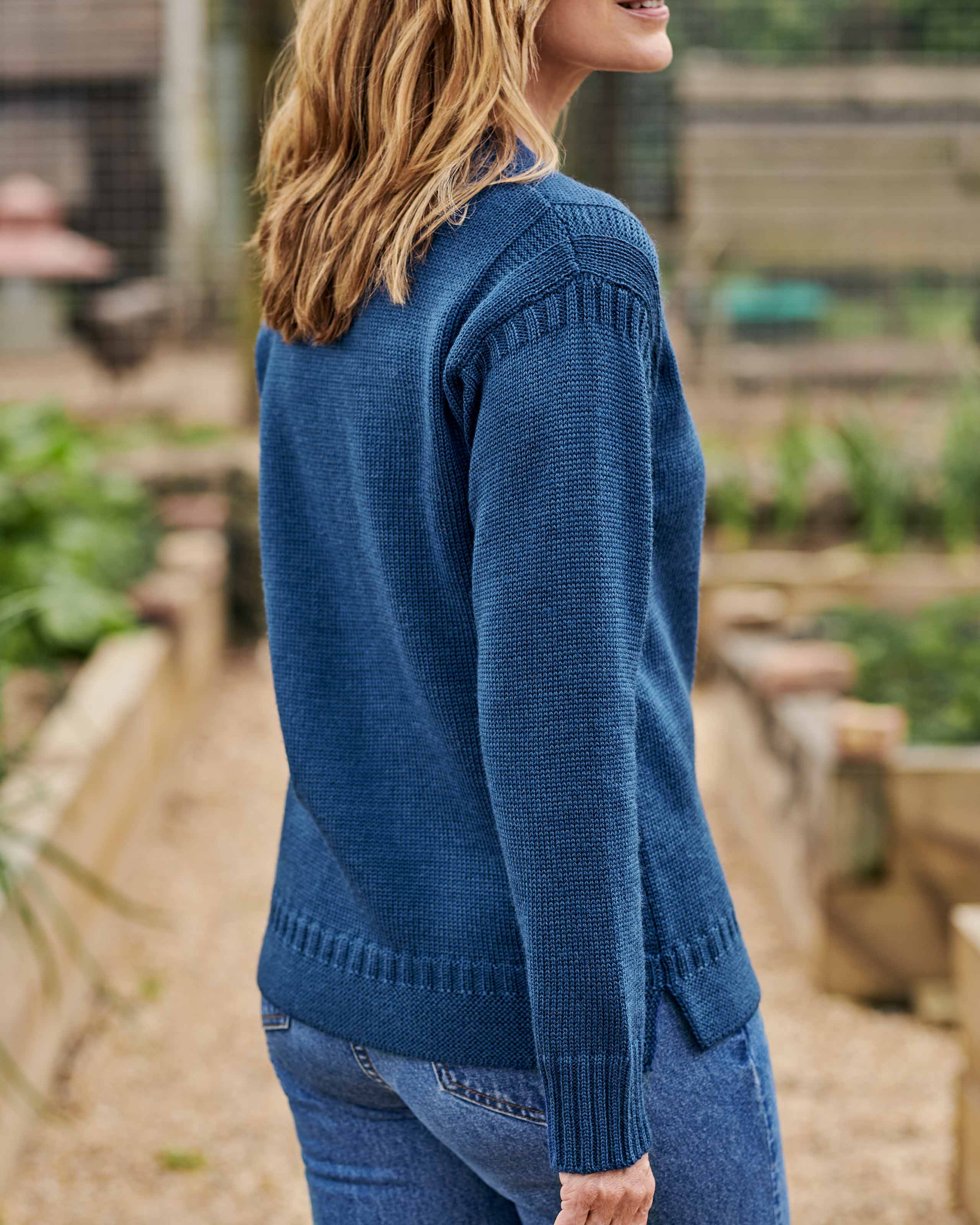 Blue Bonnet | 100% Pure Wool Guernsey Jumper | WoolOvers UK