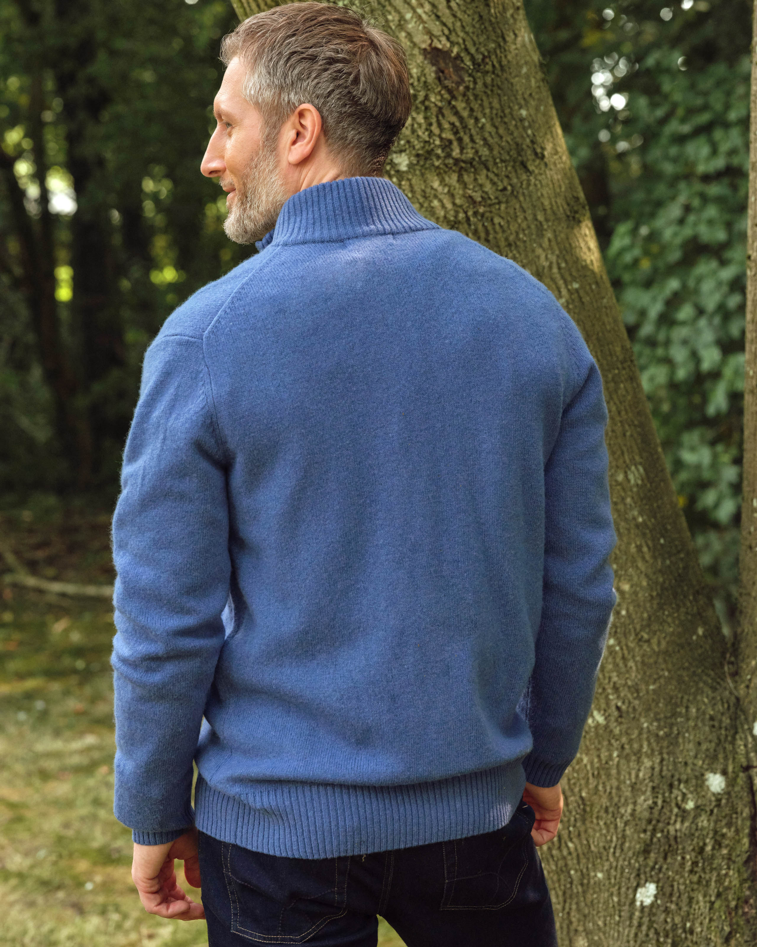 Chelsea Blue | Mens Lambswool Lincoln Zipper Cardigan | WoolOvers UK