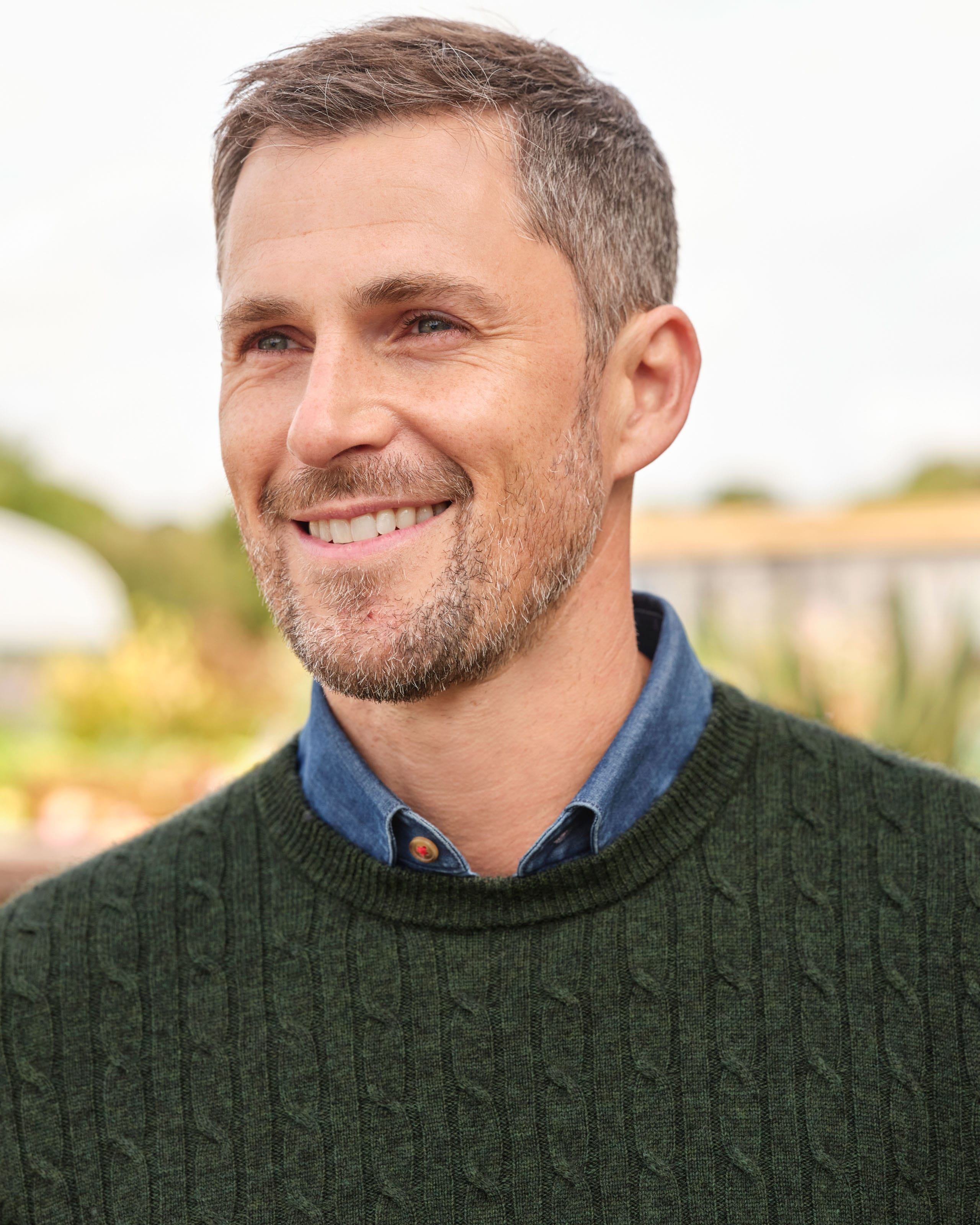 Tweed Green | Cashmere & Merino Cable Jumper | WoolOvers AU