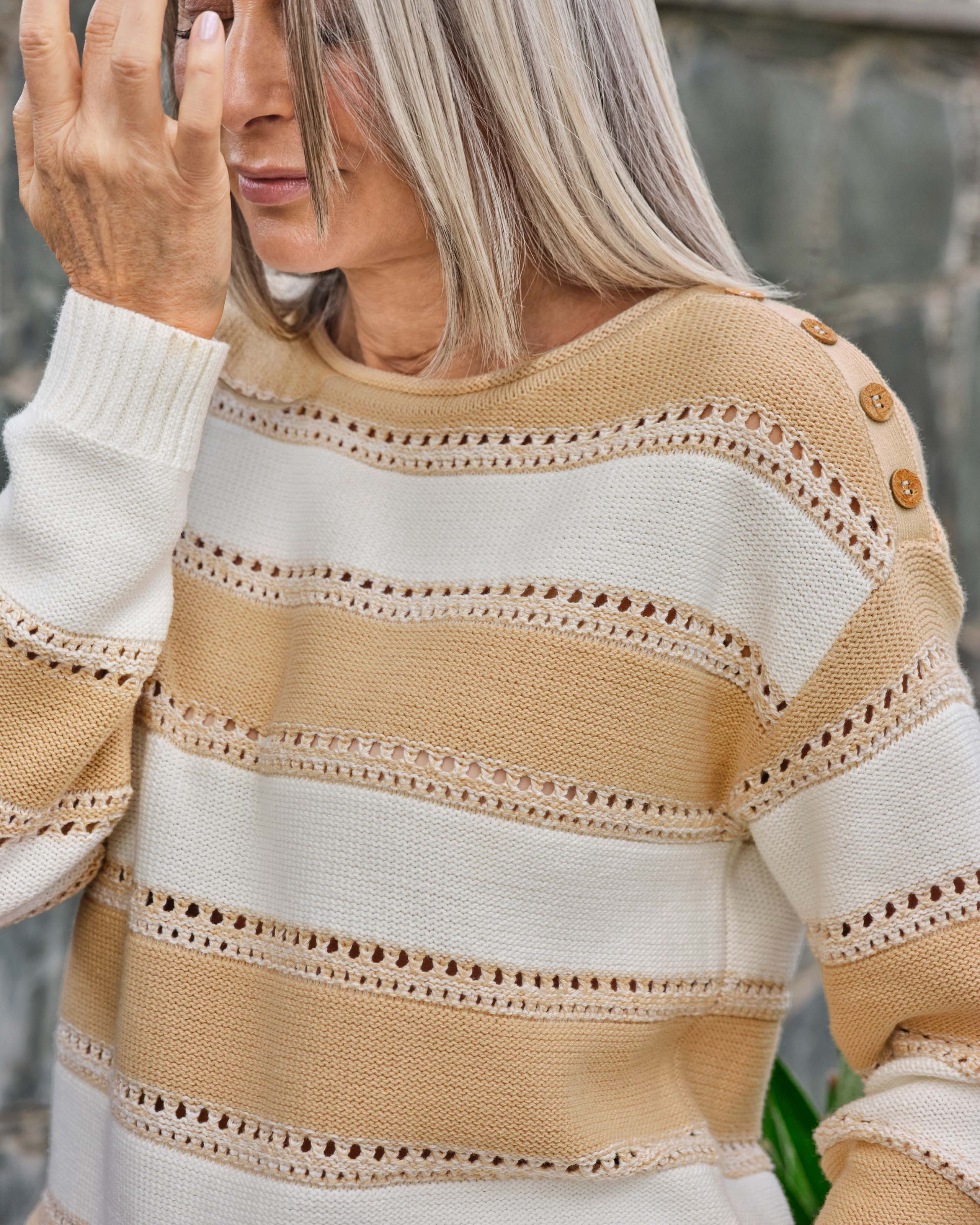 Neutral | Tonal Stripe Jumper | WoolOvers AU