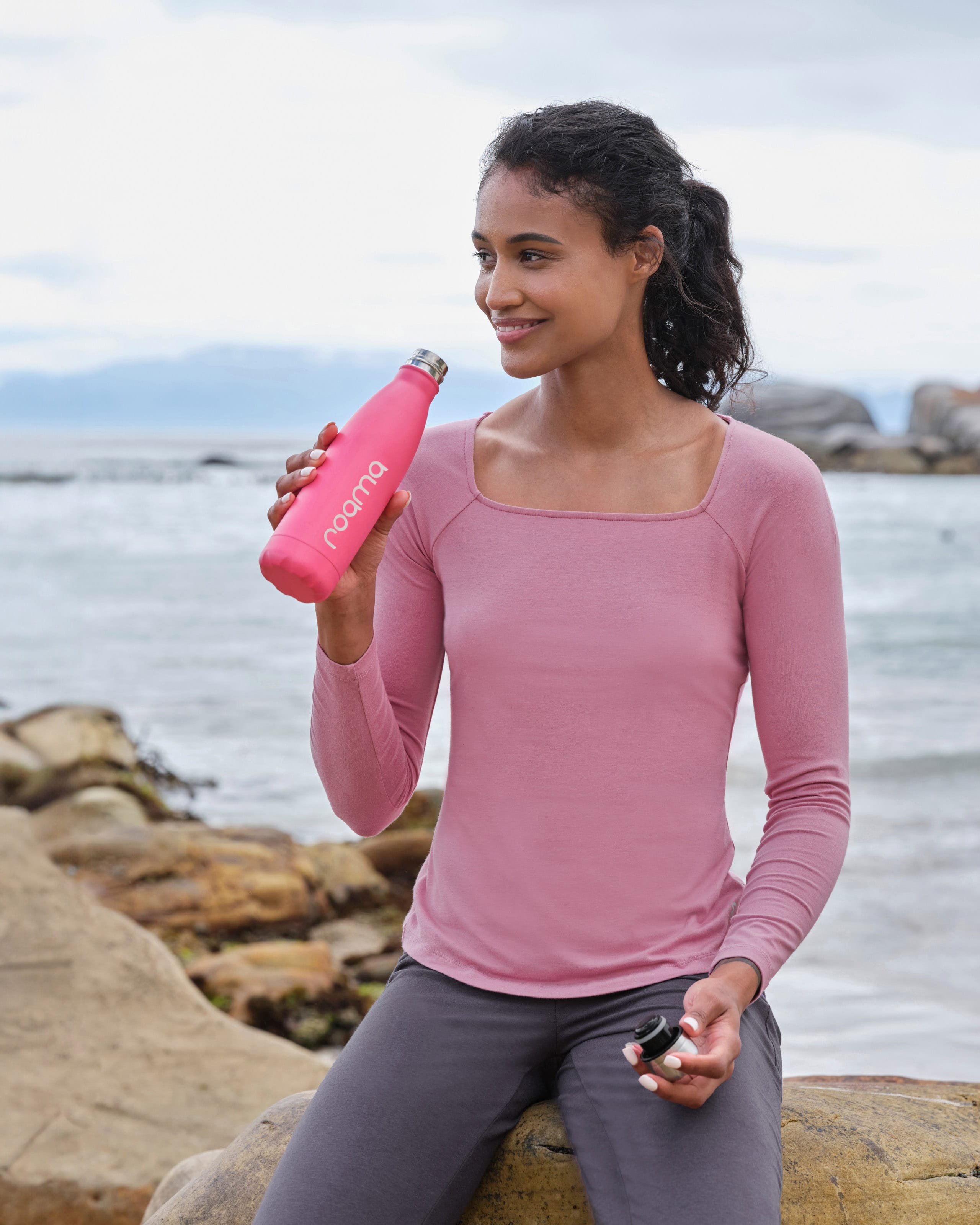 French Mauve | Agile Open Neck Base Layer | WoolOvers UK