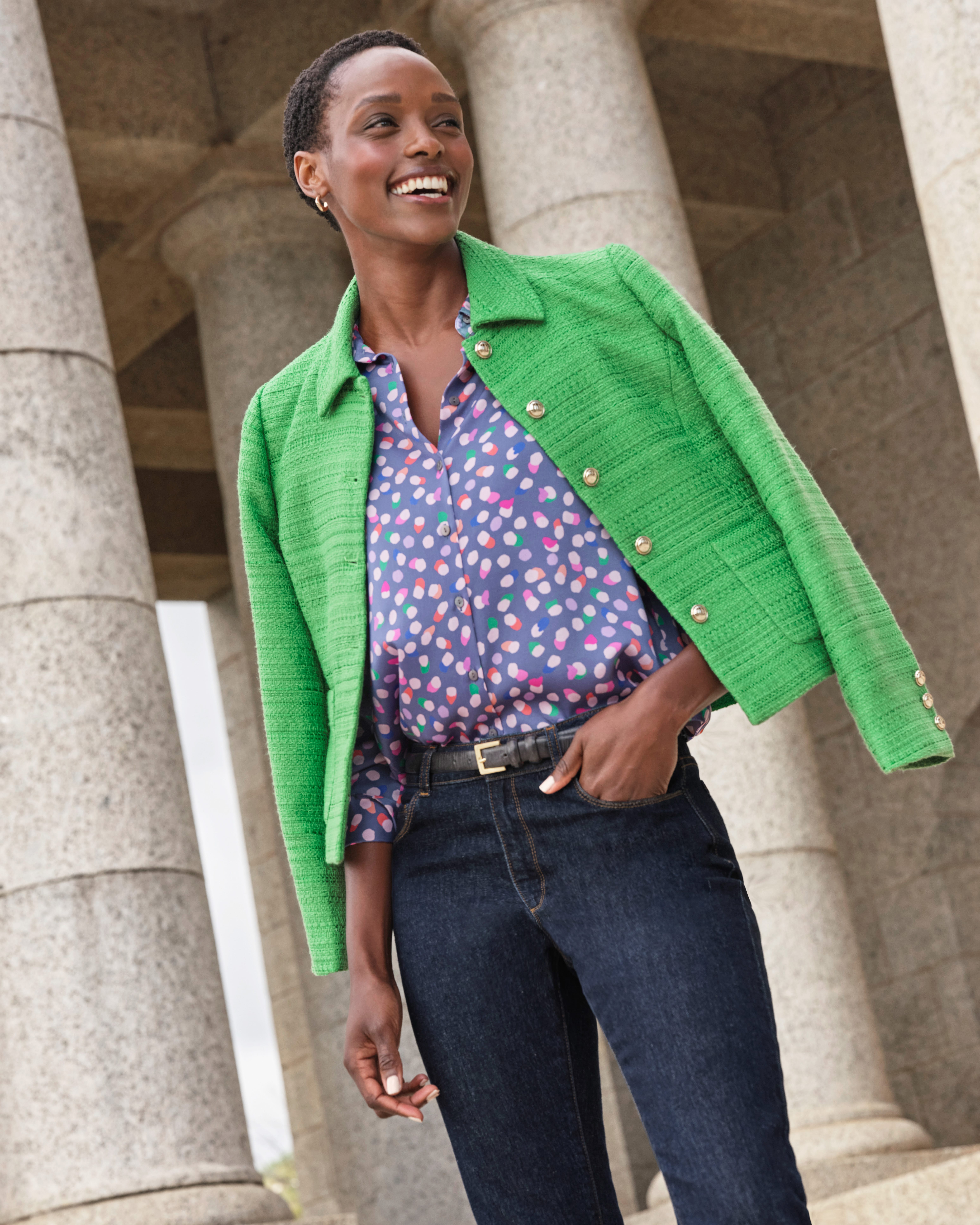 Green | Collared Boucle Jacket | WoolOvers US