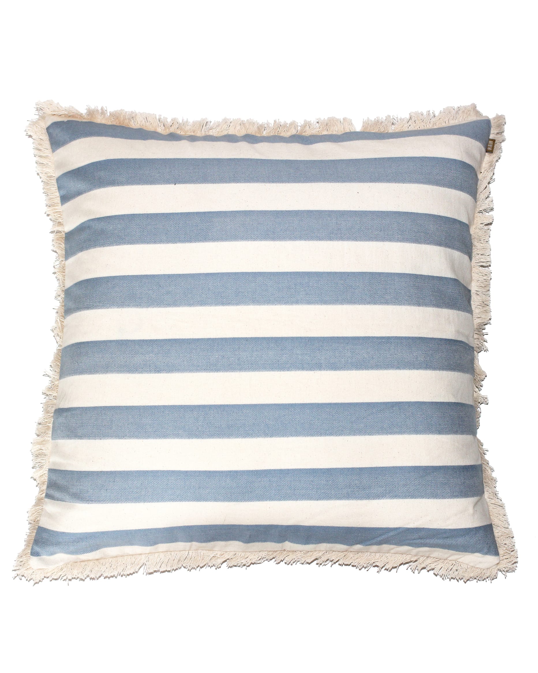 Blue | Square Bold Stripe Cushion | WoolOvers UK