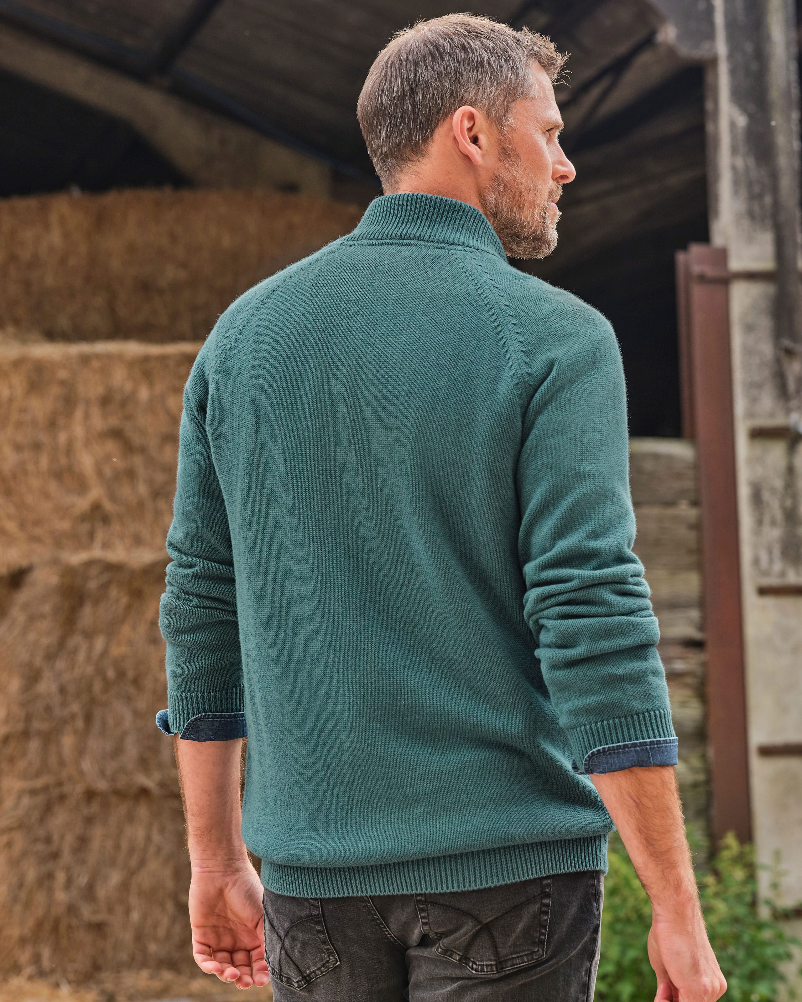 Teal Marl | Essential Cotton Zip Cardigan | WoolOvers AU