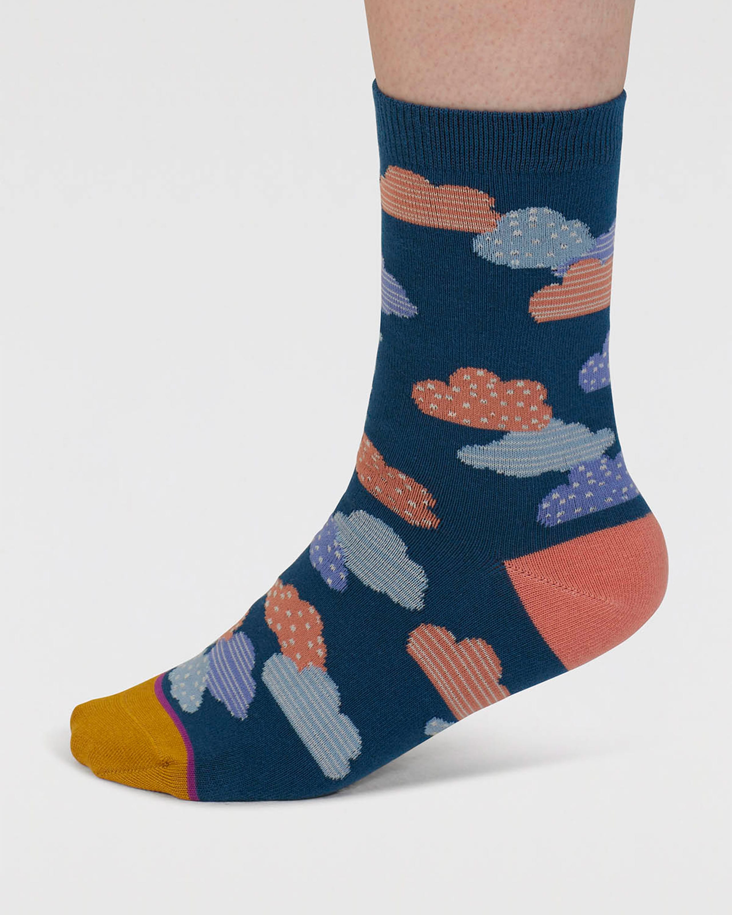 Blue | Womens Oriane Weather Organic Cotton Socks | WoolOvers US