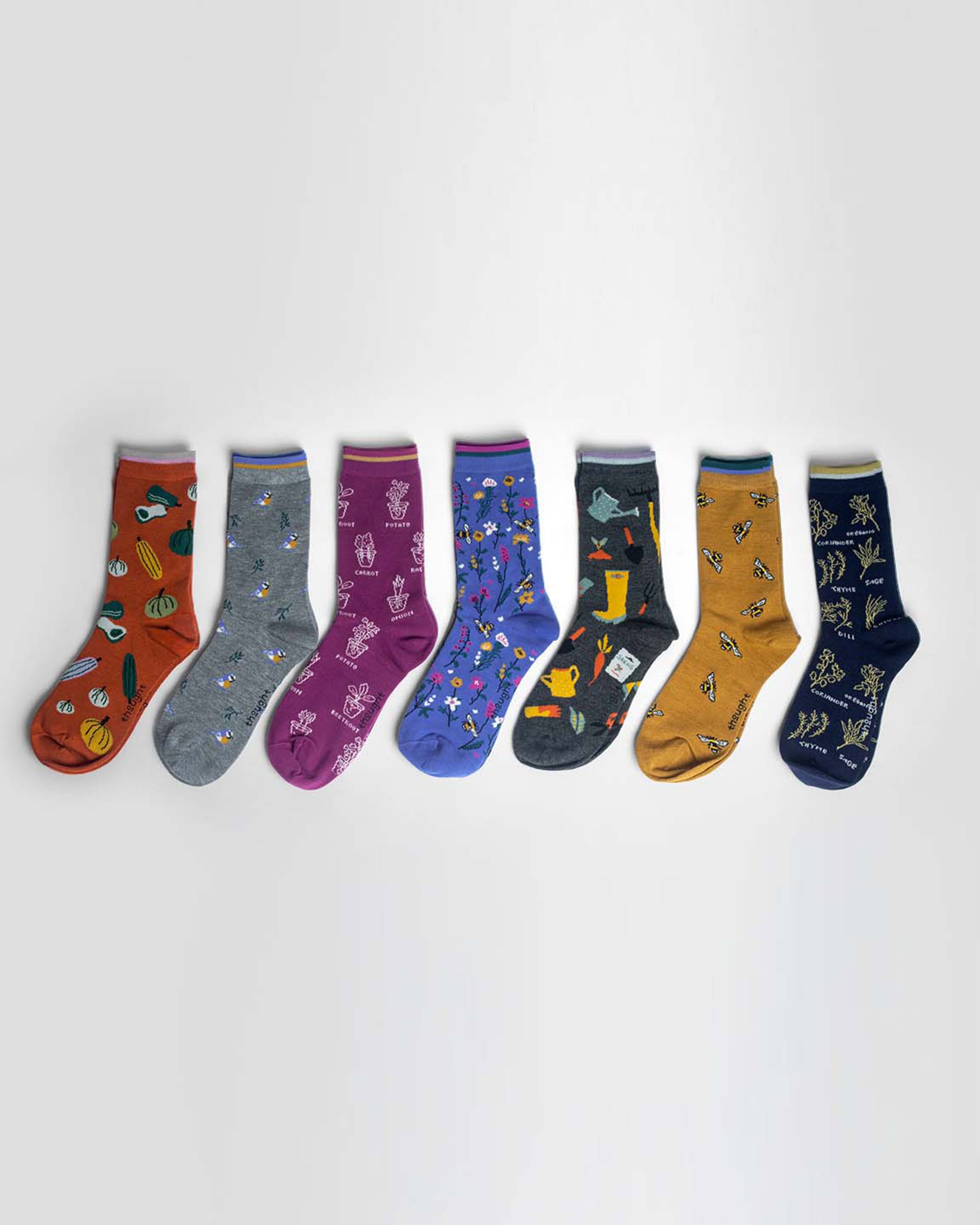 Multi | Womens Ginney Patterned Bamboo 7 Pack Sock Gift Box | WoolOvers US