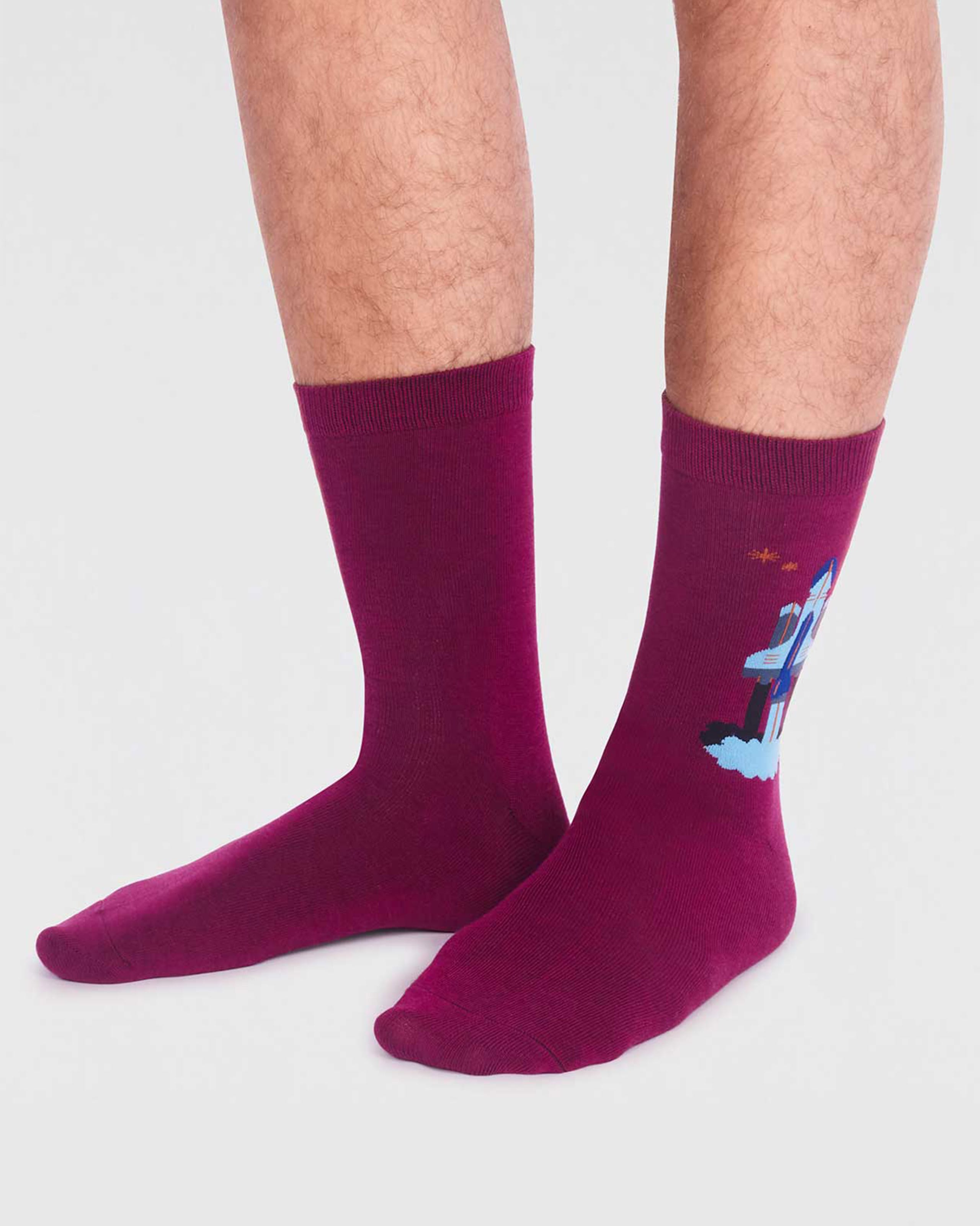 Fig Purple | Mens Onyx Organic Cotton Rocket Socks | WoolOvers US