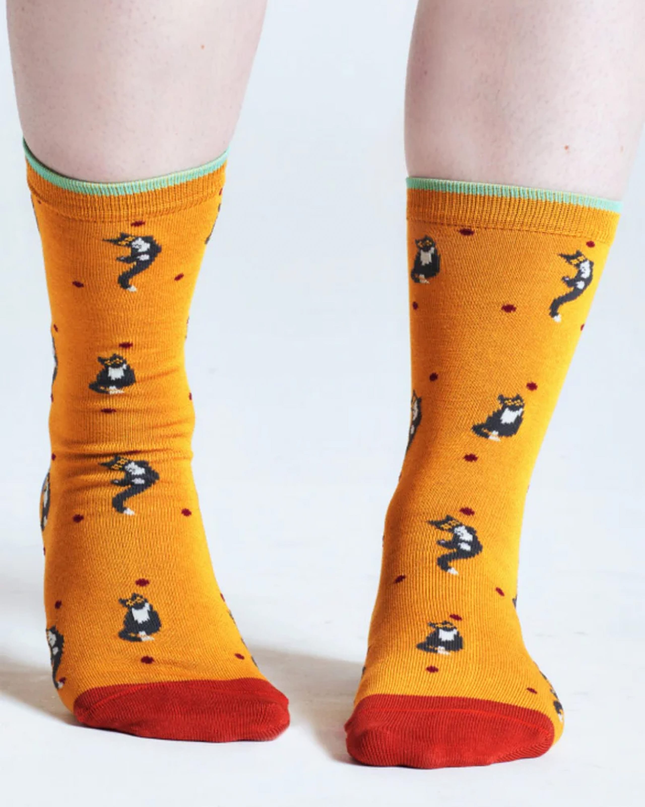 Yellow | Womens Serafina Cat Bamboo Socks | WoolOvers UK